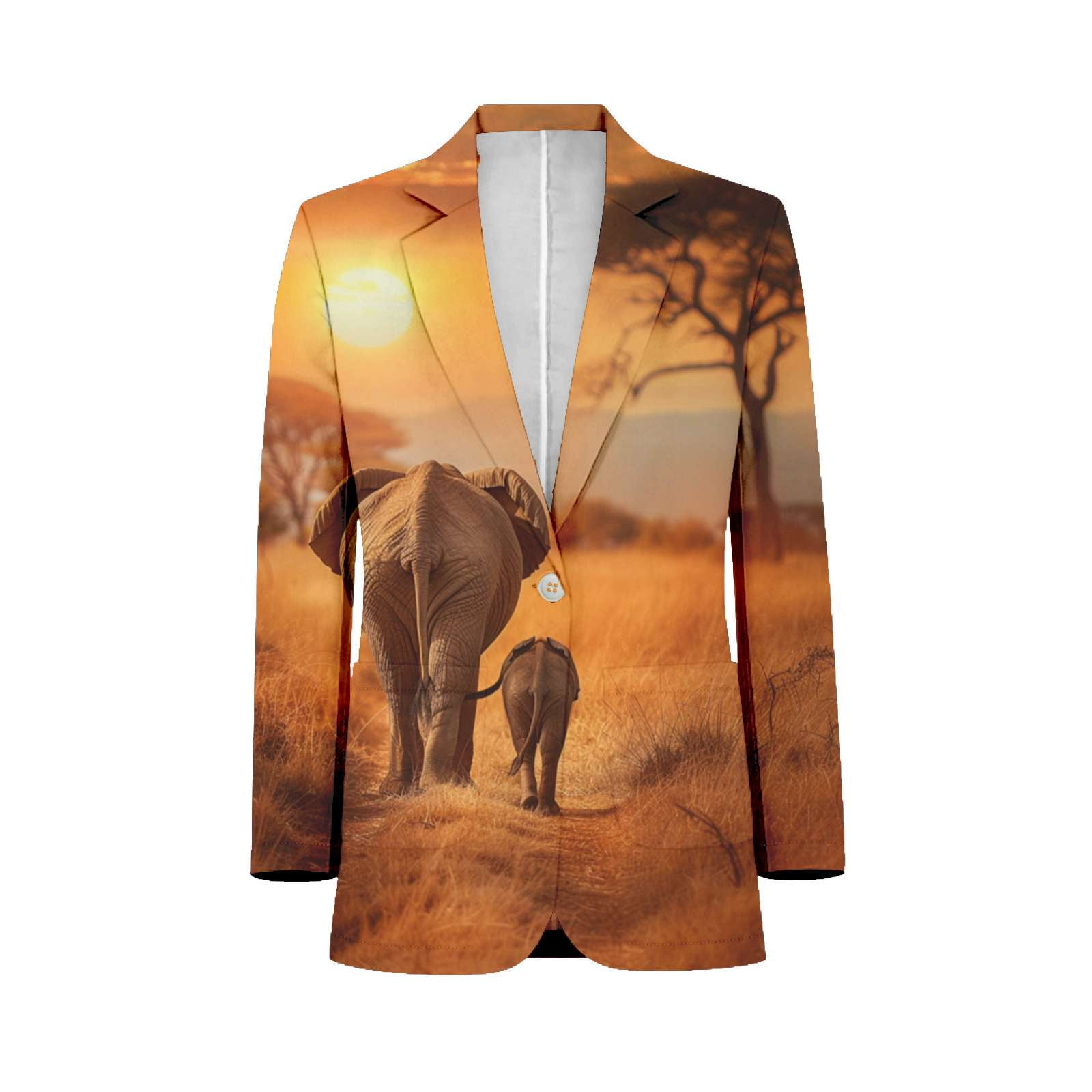 African Elephant Sunset Pattern Men's Suit Blazer Casual Party Wear ...