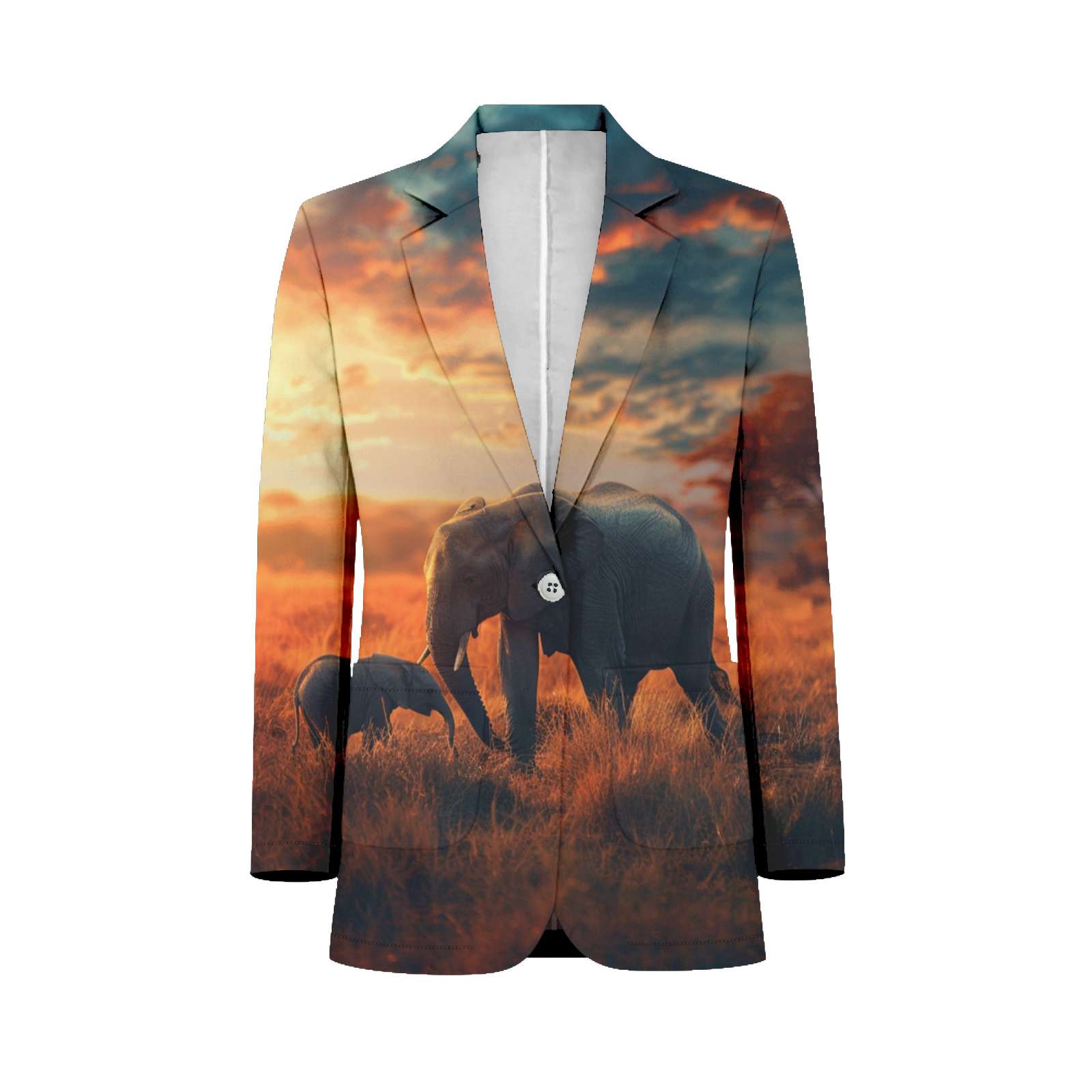African Elephant Sunset Pattern Men's Suit Blazer Casual Party Wear ...