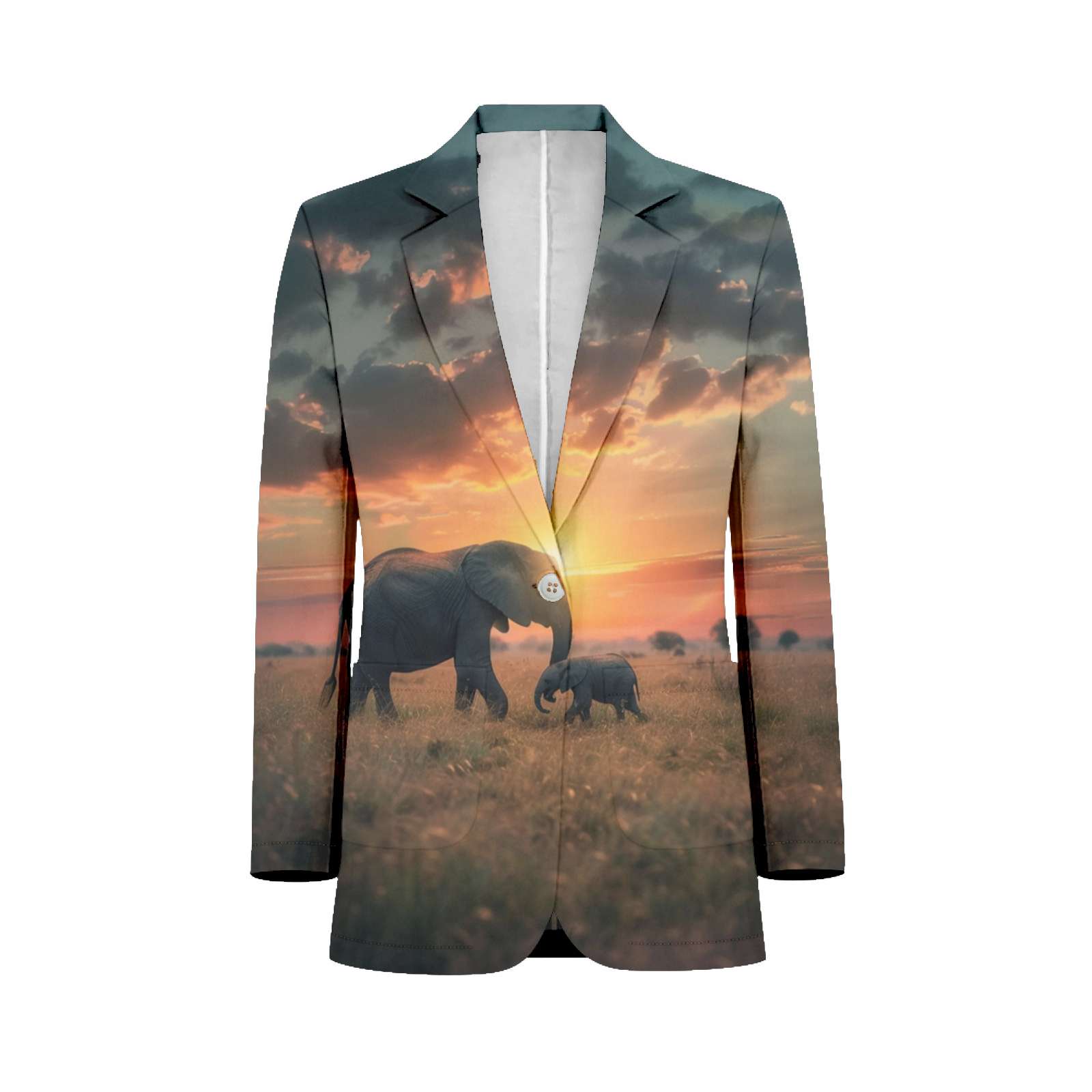 African Elephant Sunset Pattern Men's Suit Blazer Casual Party Wear ...