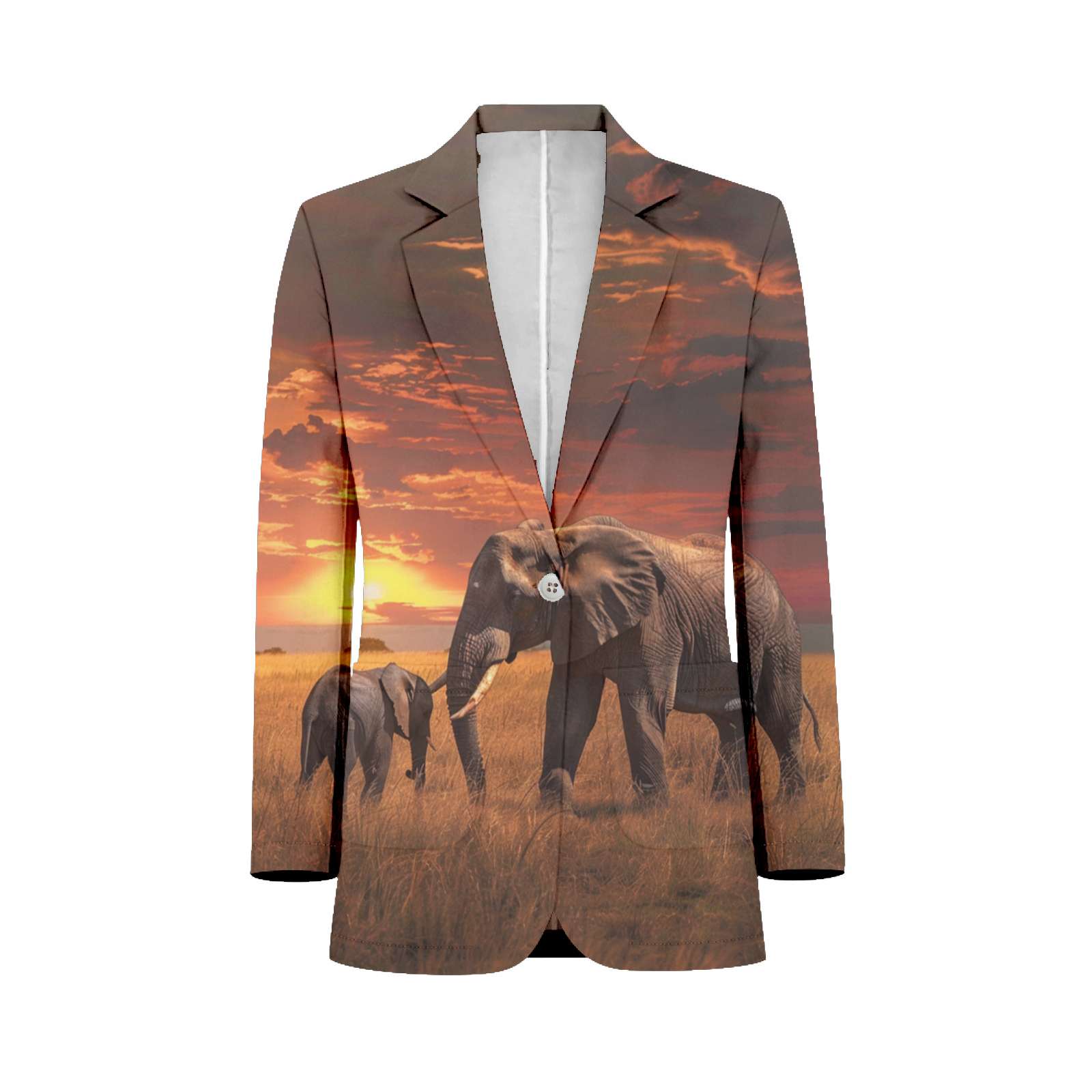 African Elephant Sunset Pattern Men's Suit Blazer Casual Party Wear ...