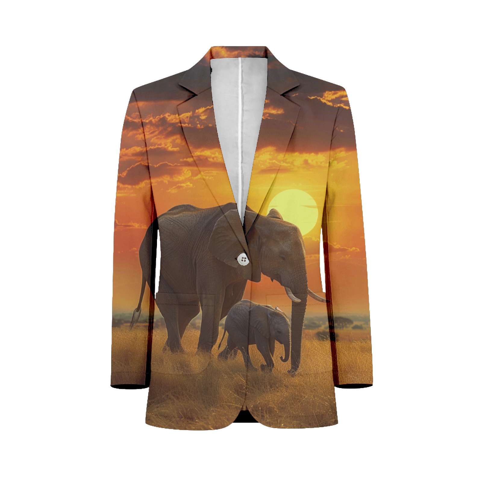 African Elephant Sunset Pattern Men's Suit Blazer Casual Party Wear ...