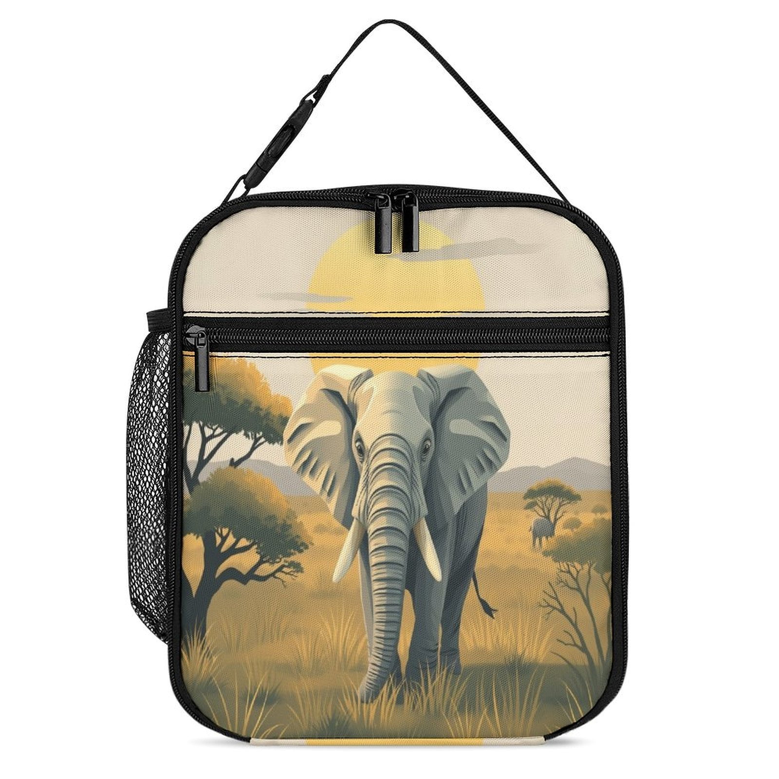 African Elephant Sunset Savanna Lunch Bags Lunch Container Bag Tote ...