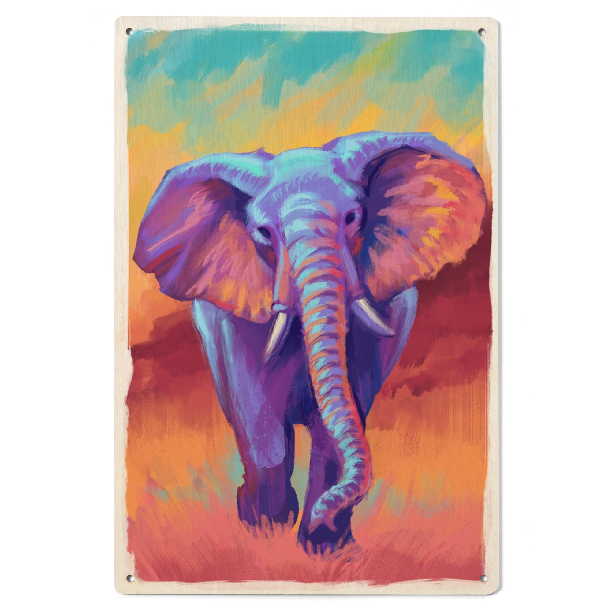 African Elephant, Vivid Birch Wood Wall Sign (6x9 Rustic Home Decor ...