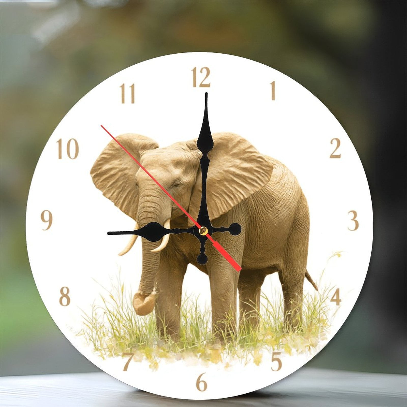 African Elephant Wall Clock Safari Animal Home Decor 10-Inch Silent ...