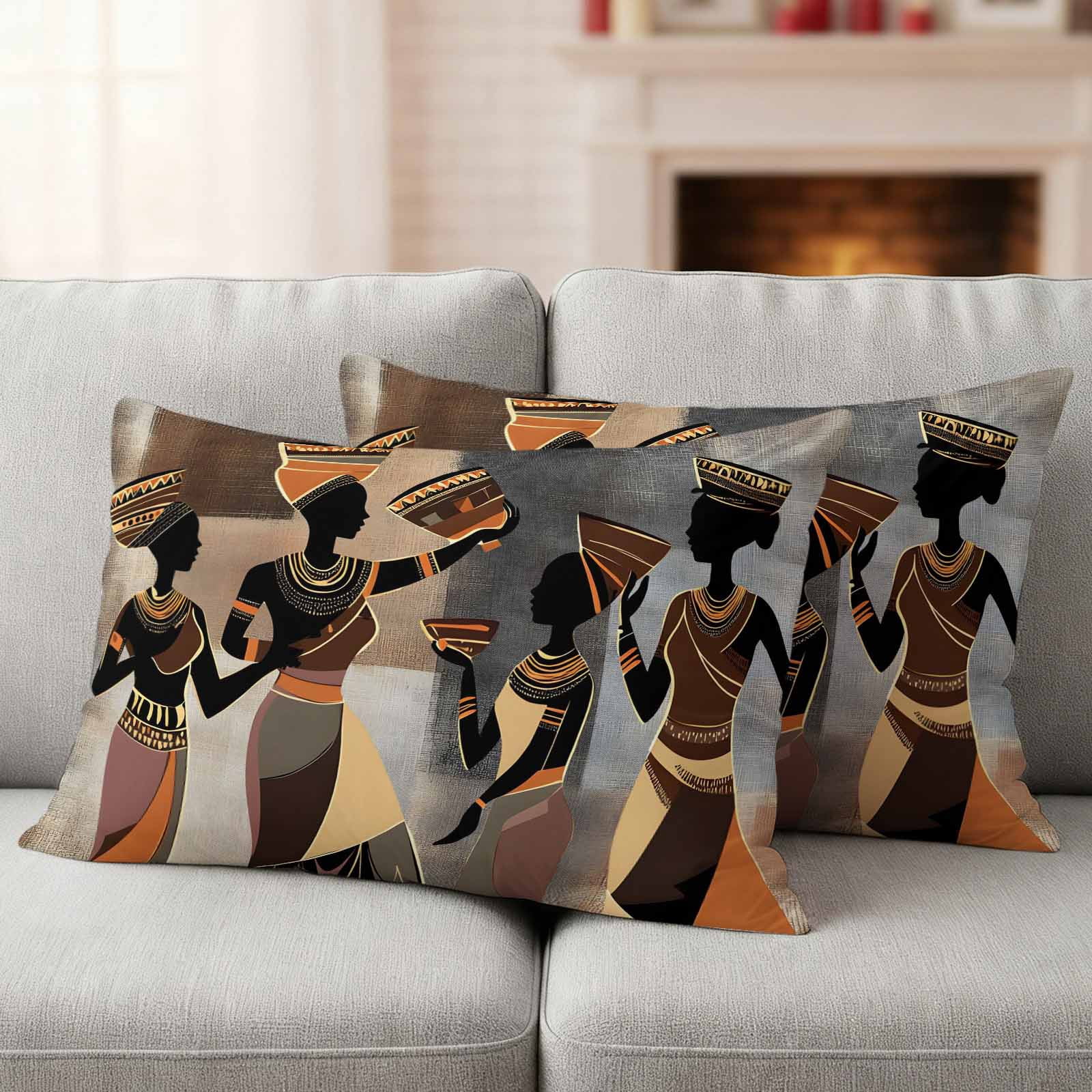 African Ethnic Black Women Dancing Waterproof Throw Pillow Covers Set ...