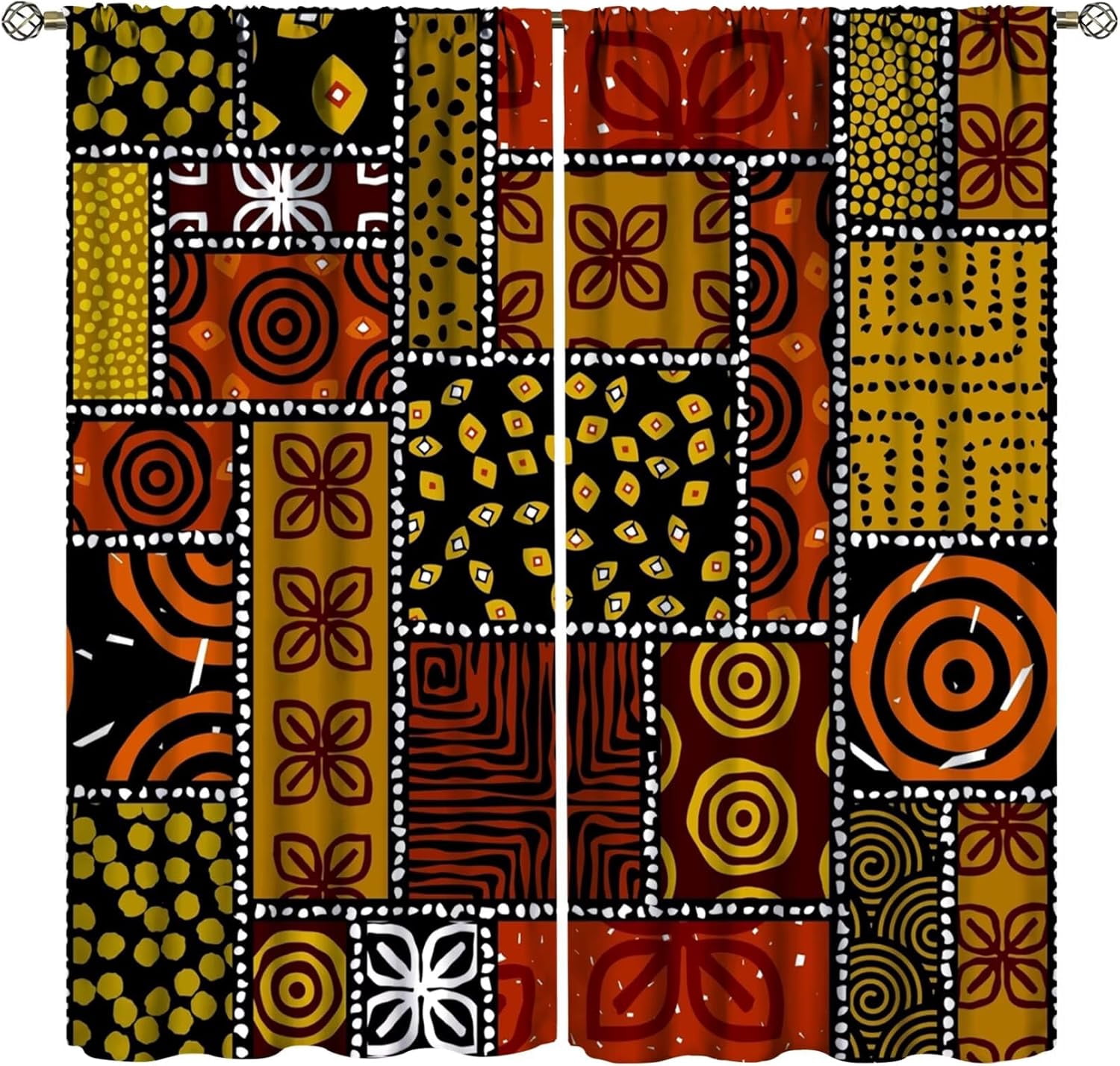African Ethnic Curtains Abstract Tribal Motifs Ethnic Lines Patchwork ...
