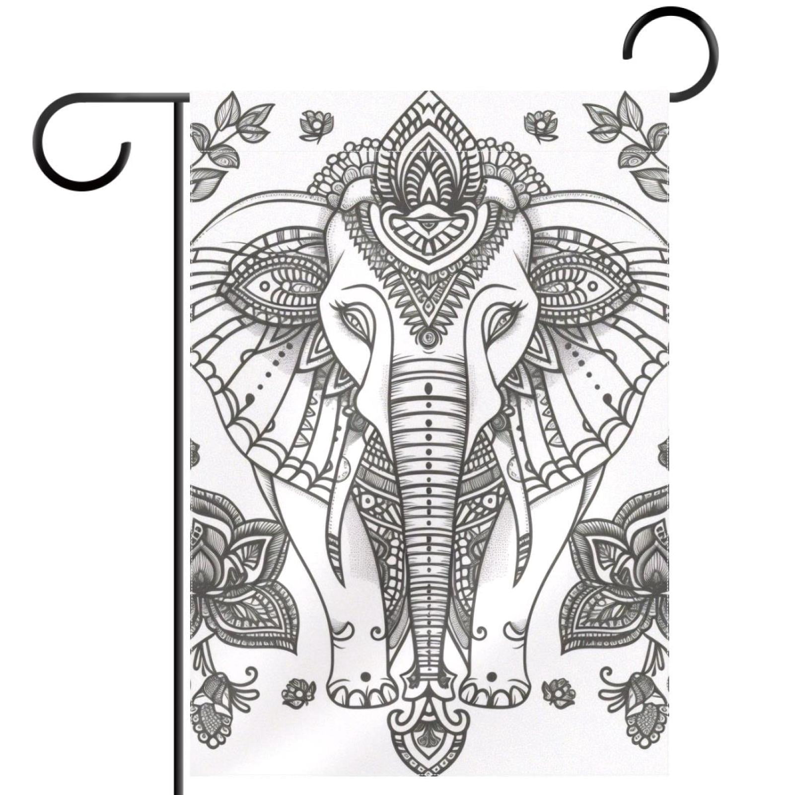African Ethnic Elephant Welcome Garden Flags, 12 x 18 Inch Double Sided ...