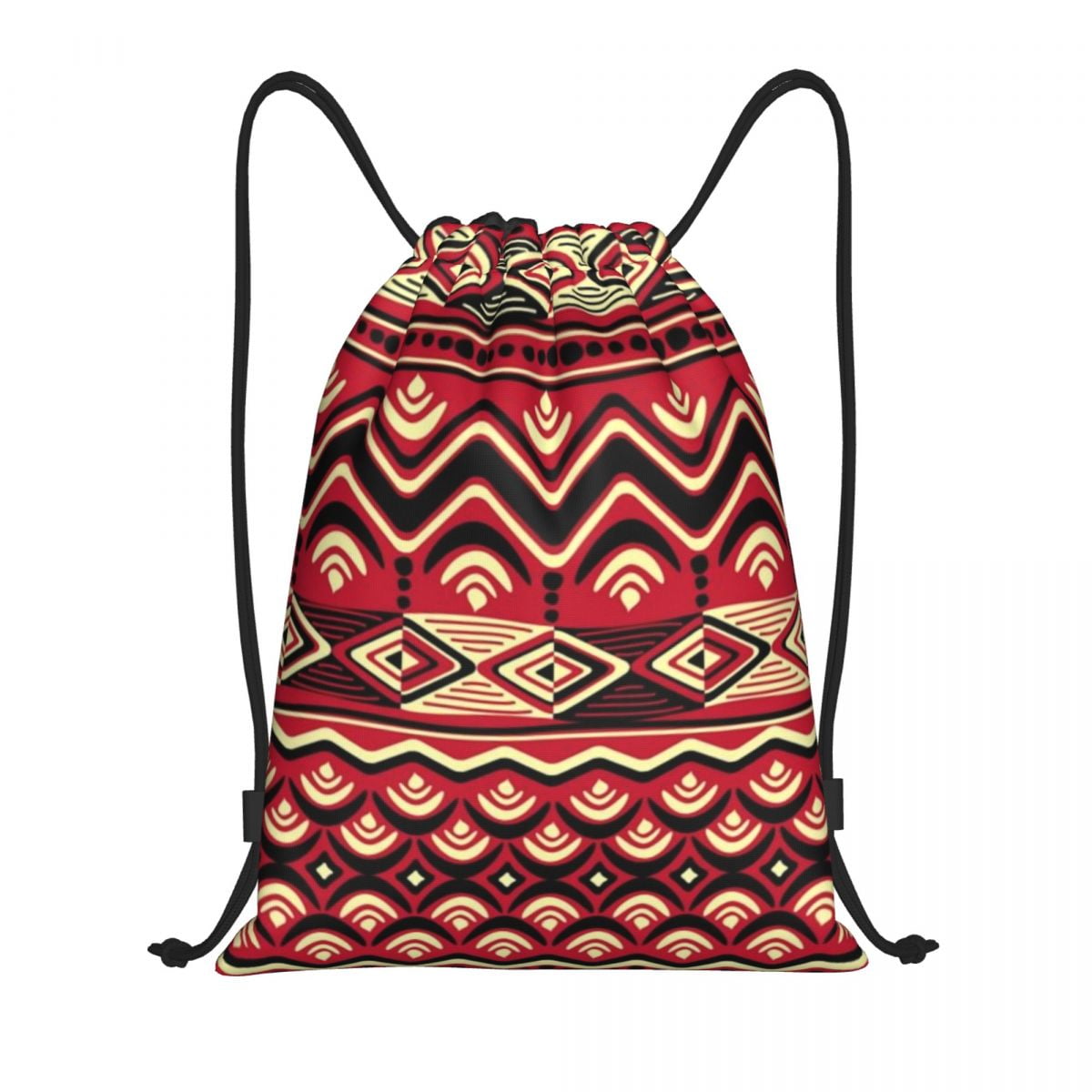 African Ethnic Geometric Floral Design Drawstring Backpack Sports Gym ...