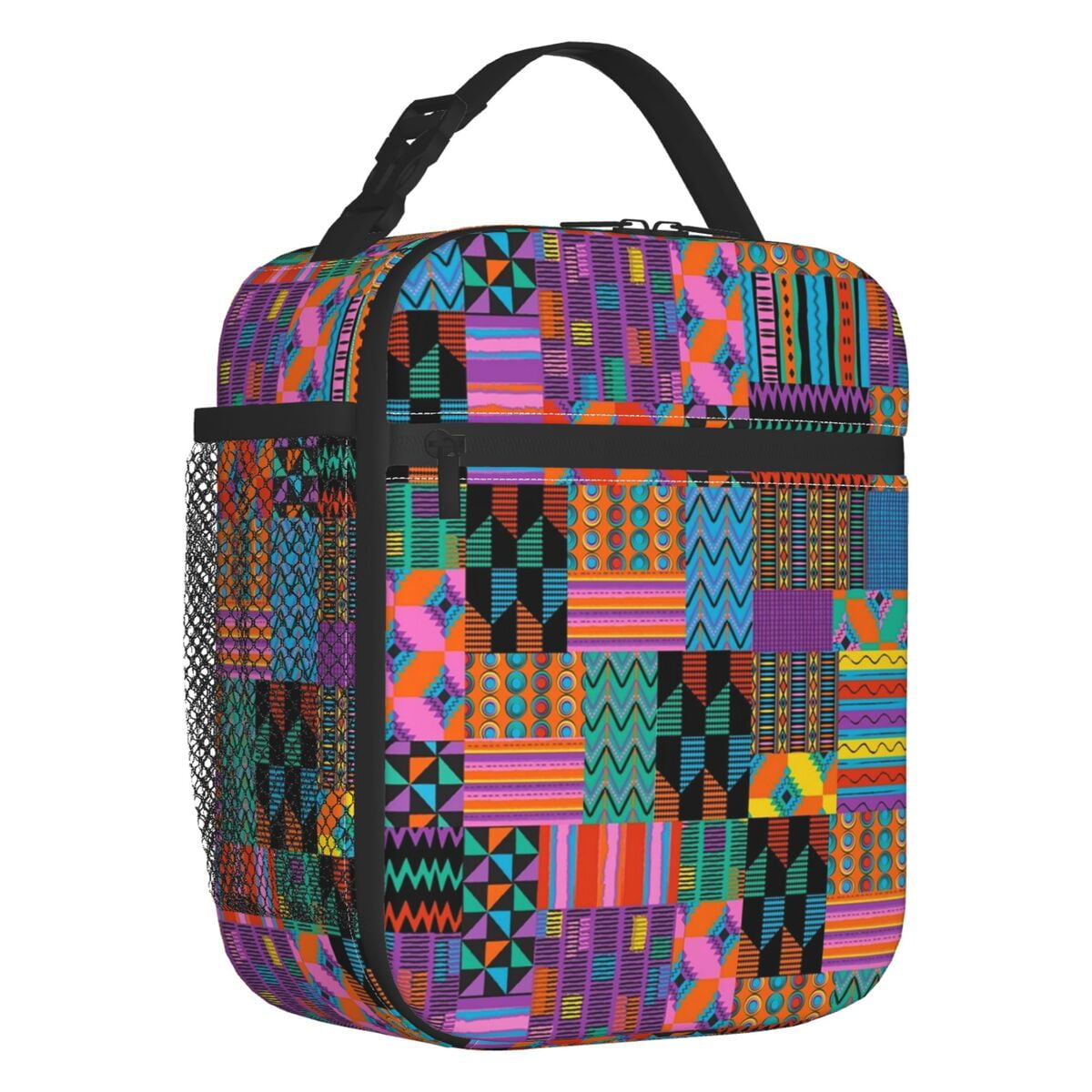 African Ethnic Geometric Floral Design Portable Lunch Box Women ...