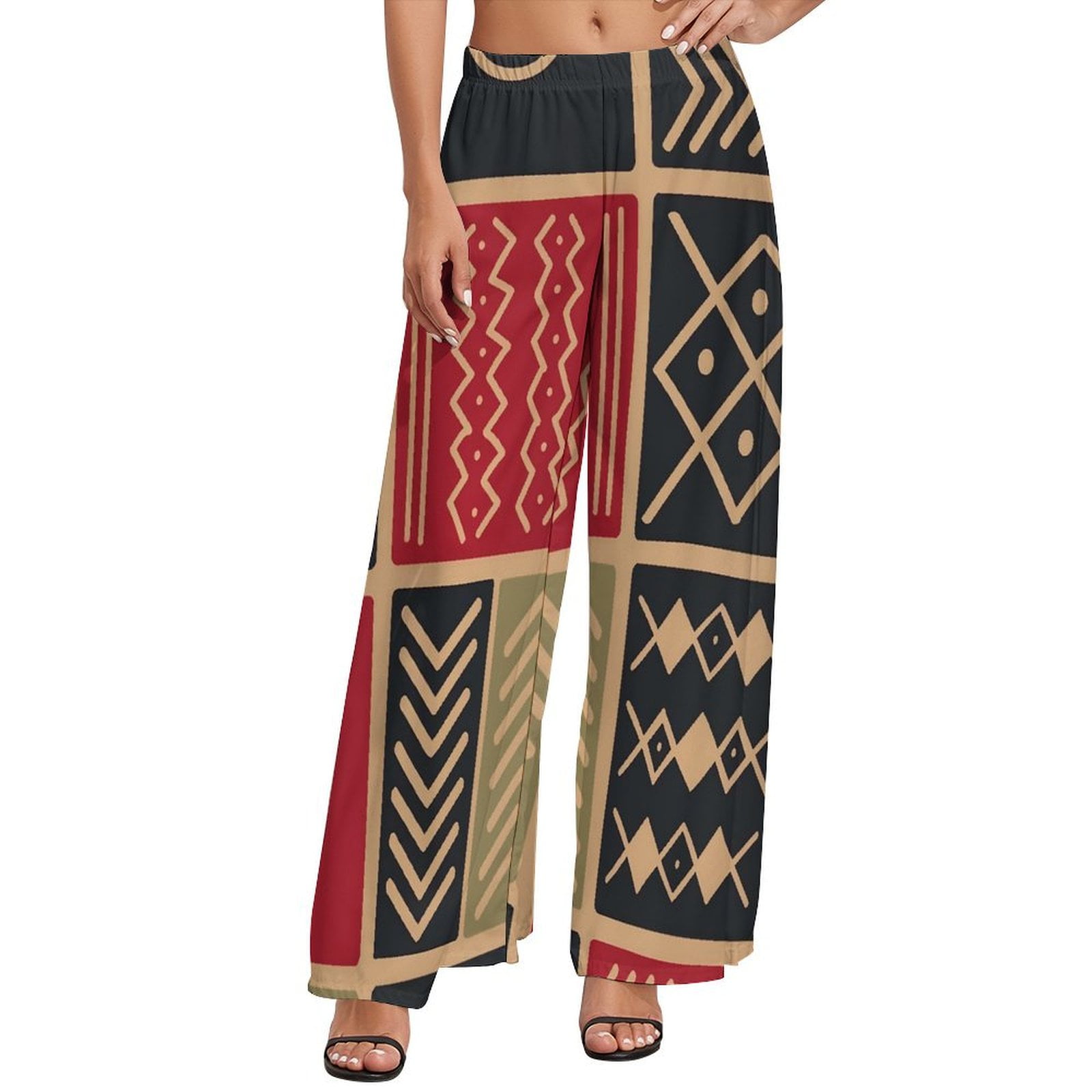 African Ethnic Pants Elastic Waist Patchwork Print Kawaii Trousers ...