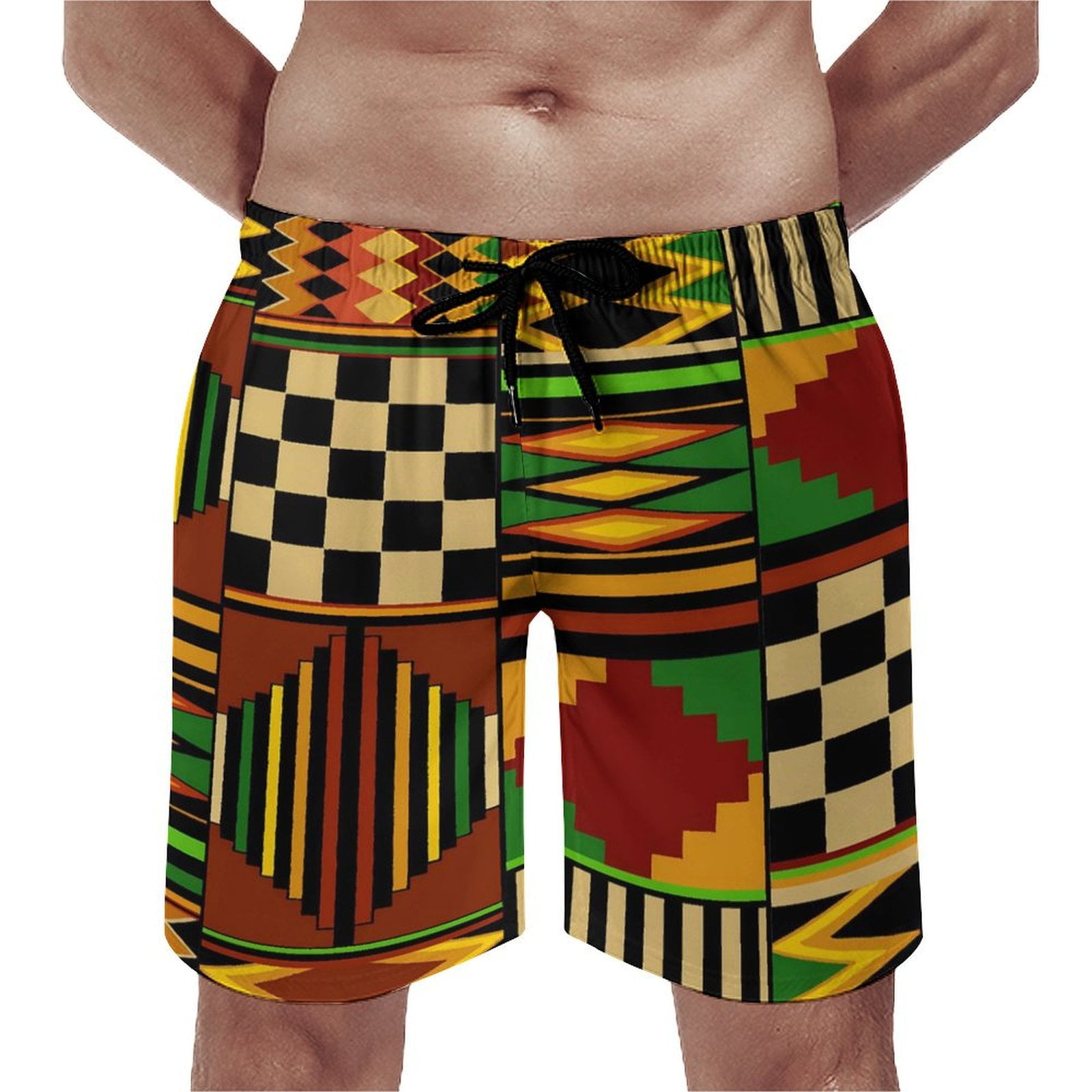 African Ethnic Print Gym Shorts Summer Tribal Kente Design Hawaii Beach ...
