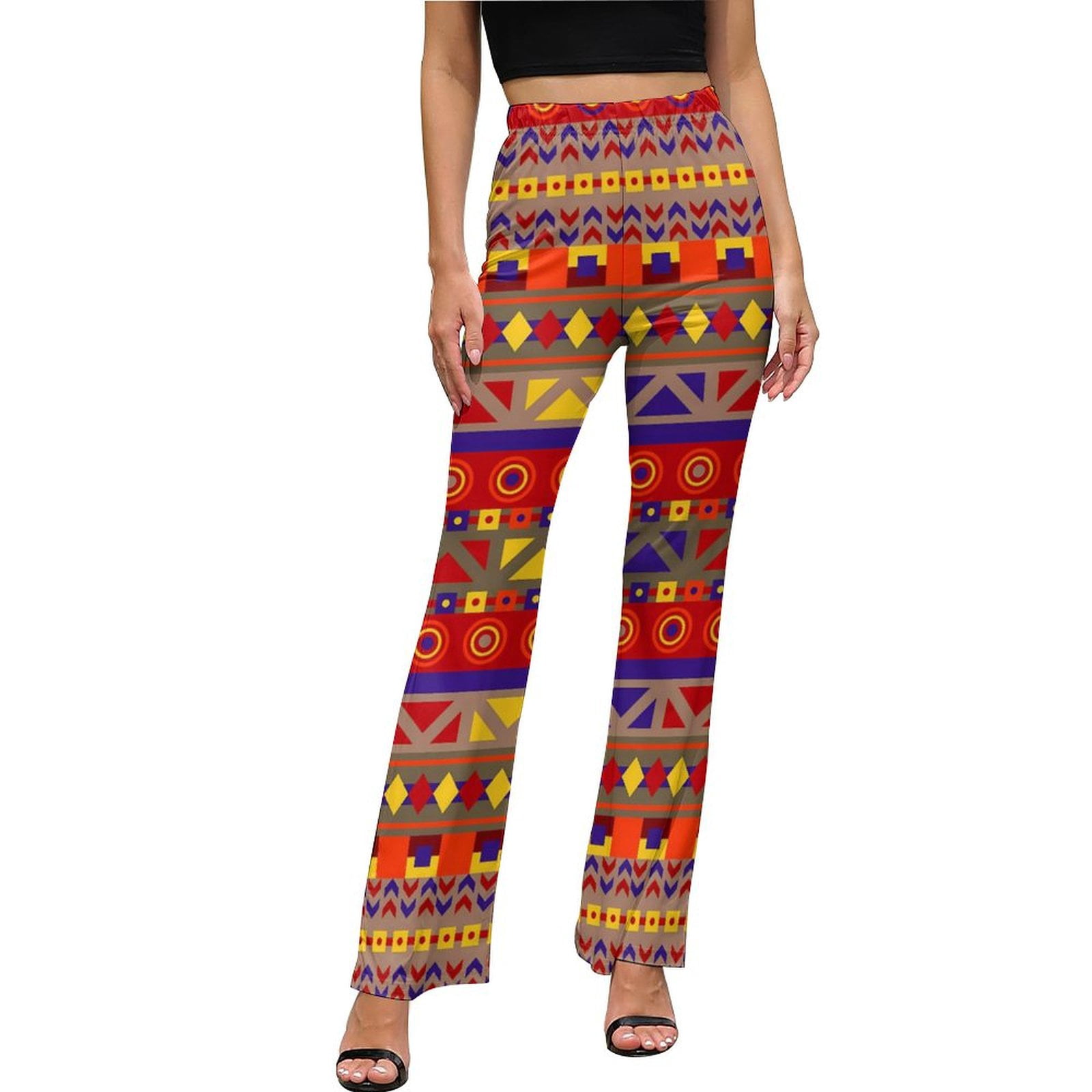 African Ethnic Print Pants Elastic Waist Kente Ghana Street Wear Flare ...