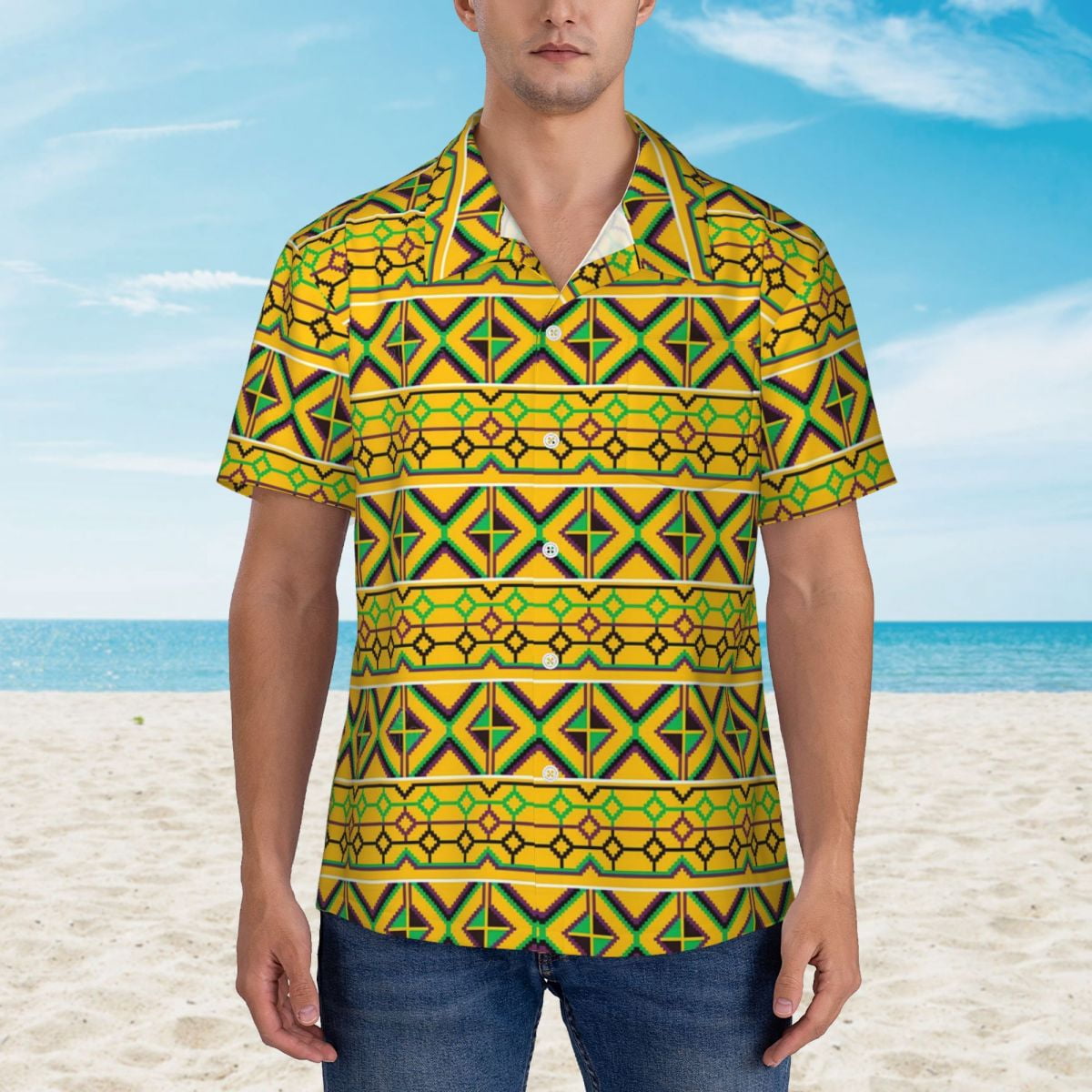 African Ethnic Print Summer Shirt Mens Vacation Kente Ghana Casual ...