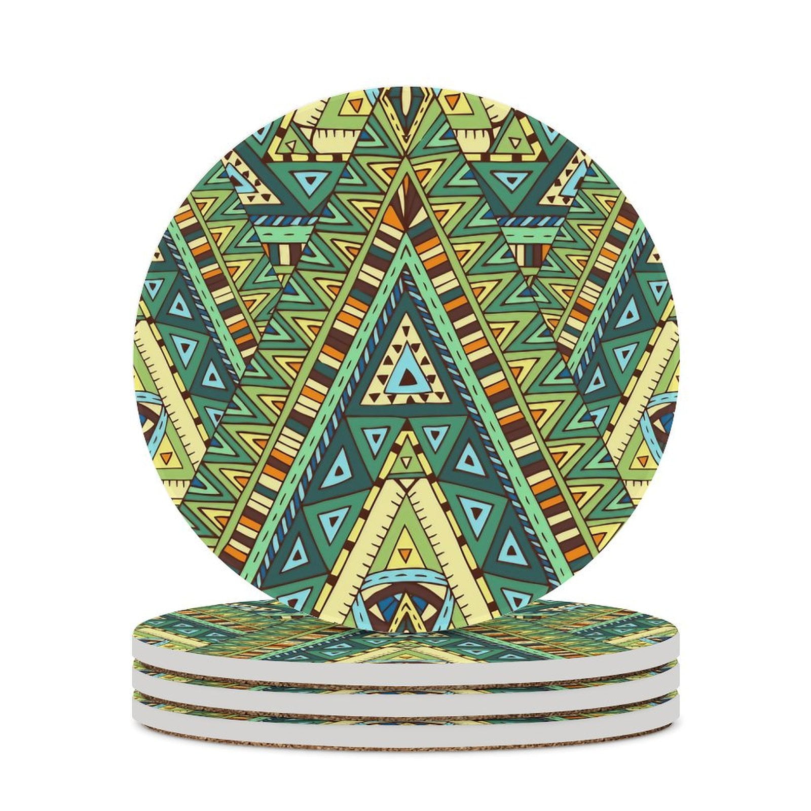 African Ethnic Print Weave Striped Ceramic Coasters Absorbent Coasters ...