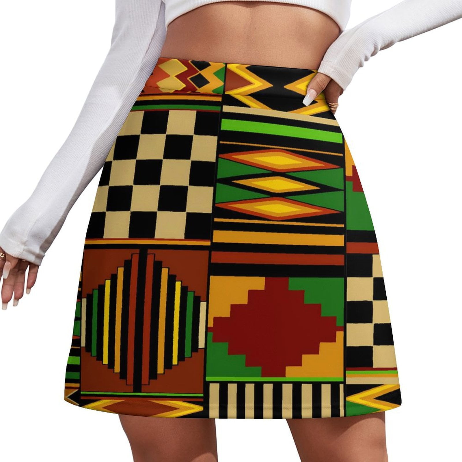 African Ethnic Skirt Woman Kente Ghana Trendy Mini Skirts Summer Street ...