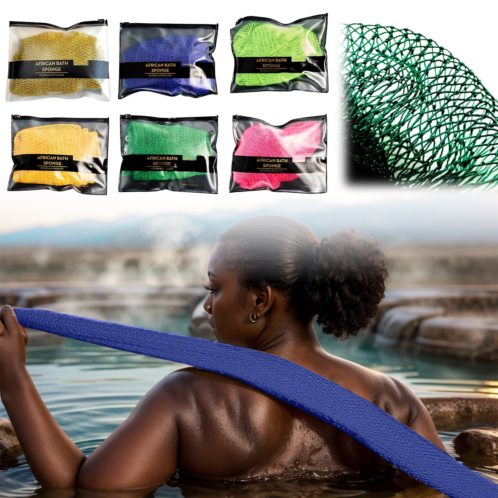 African Exfoliating Net Sponge, Shower Sponge Set for Shower ...
