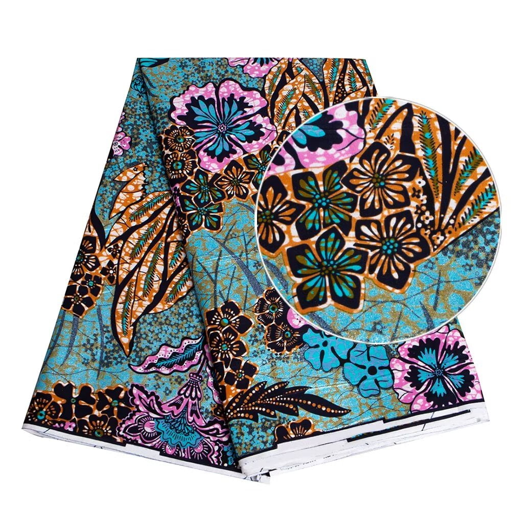 African Fabric Ethnic Ankara Kente Bronzing Gold Stamping Print Fabric ...