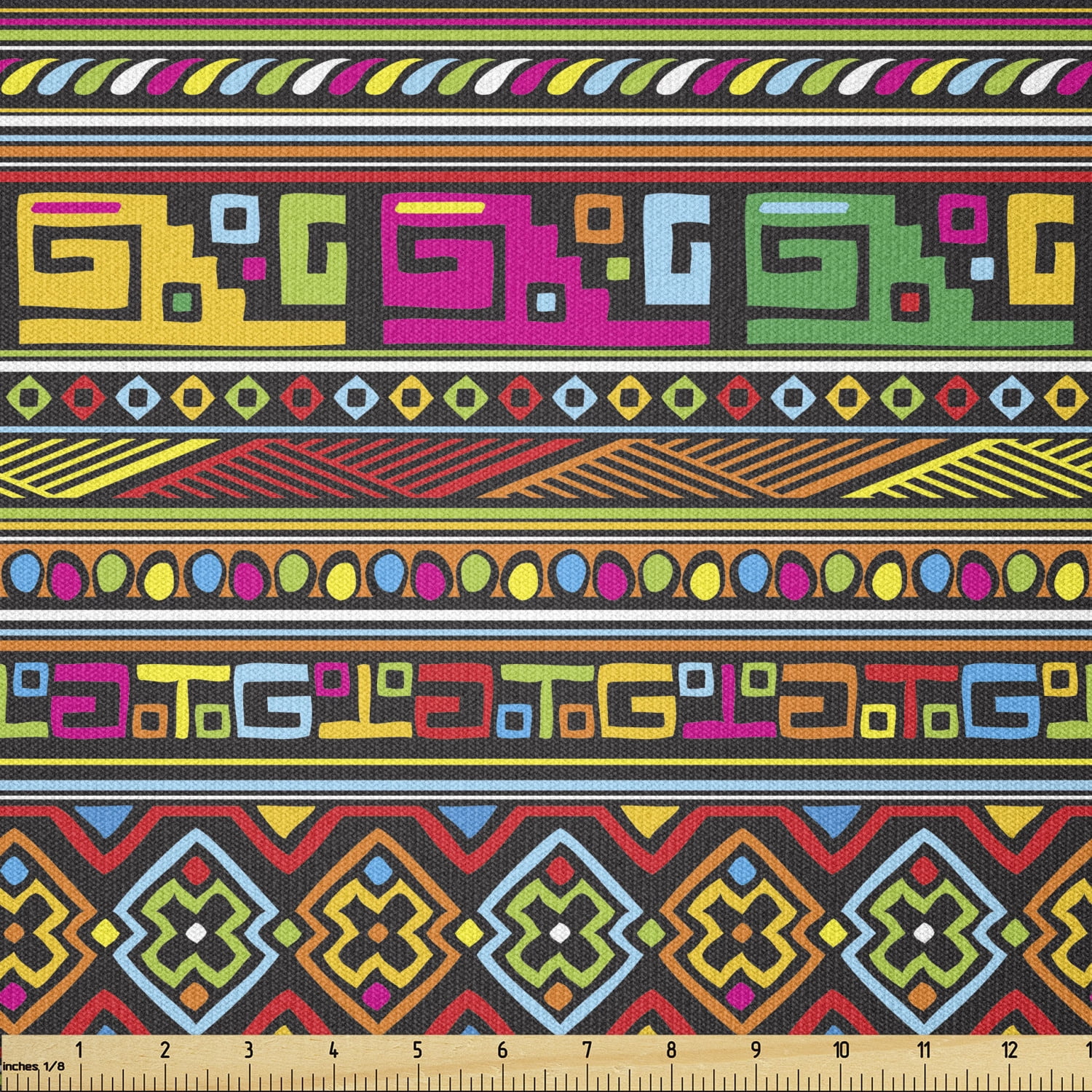 African Fabric by The Yard, Ancestral Borders in Lively Colors ...
