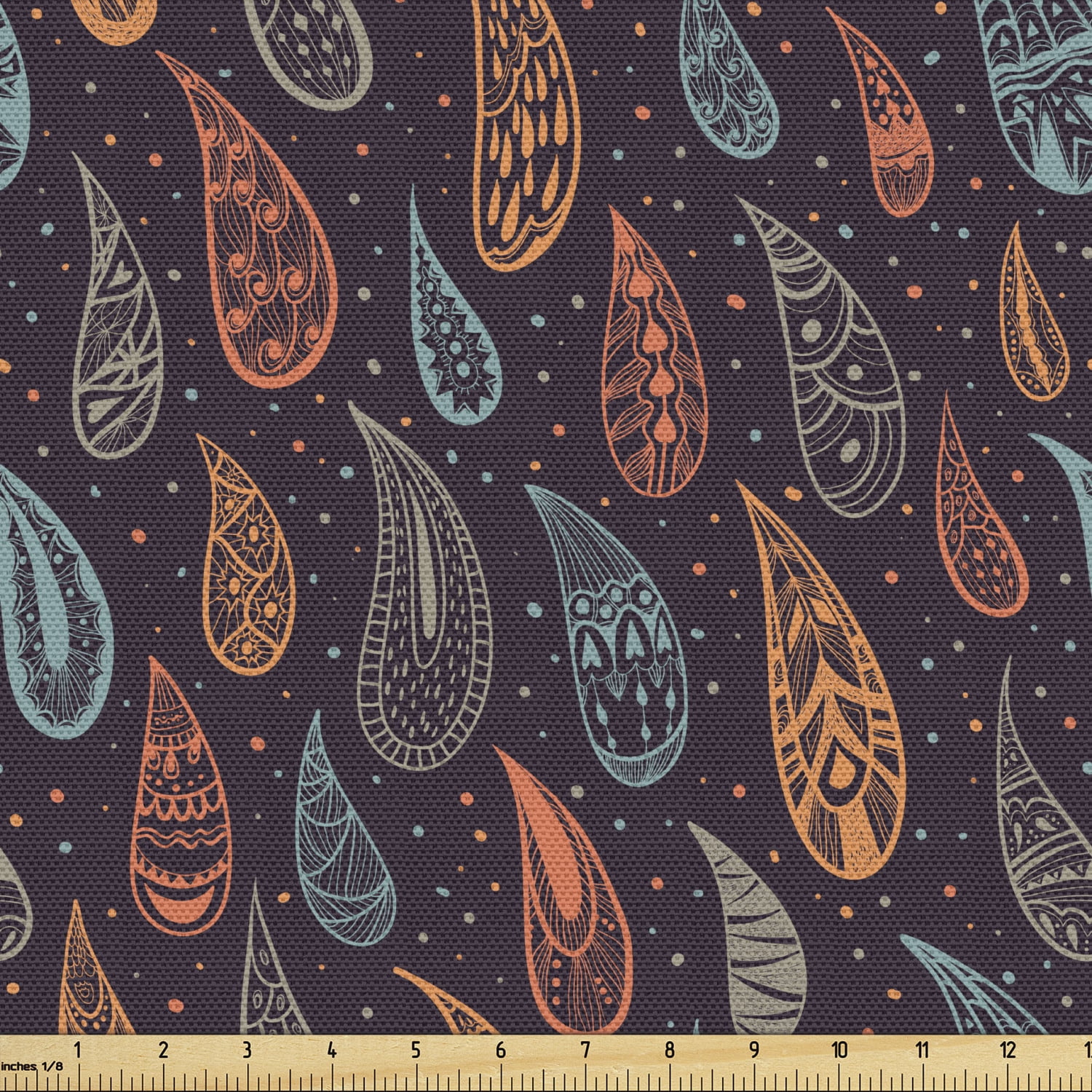 African Fabric by the Yard, Ethnic Traditional Paisley Like Ornamental ...