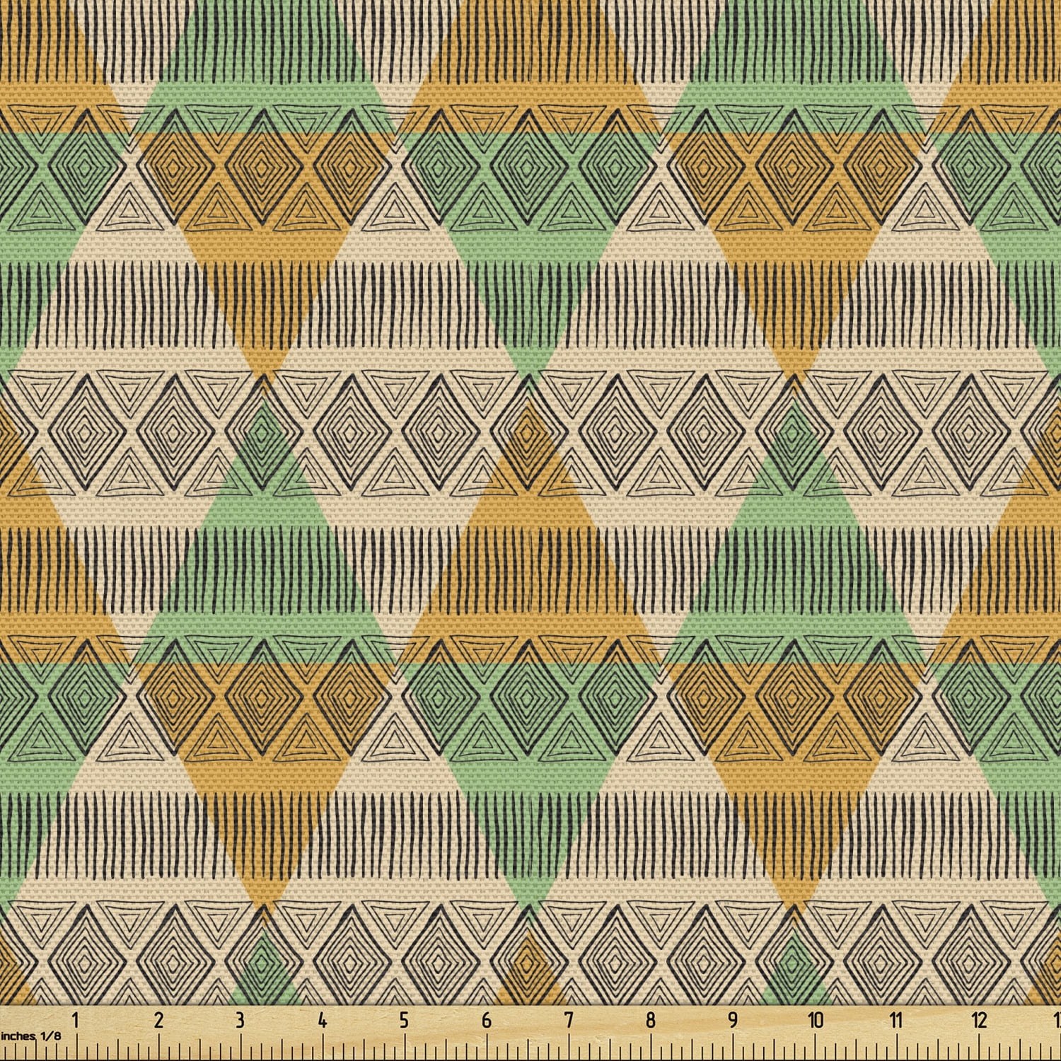 African Fabric by the Yard, Funky Folk in Geometric Diagonal Stripes ...