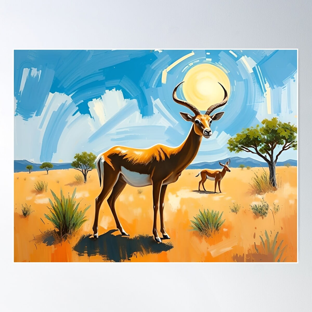 African Gazelle Portrait Safari Animal Wildlife Conservation Poster ...