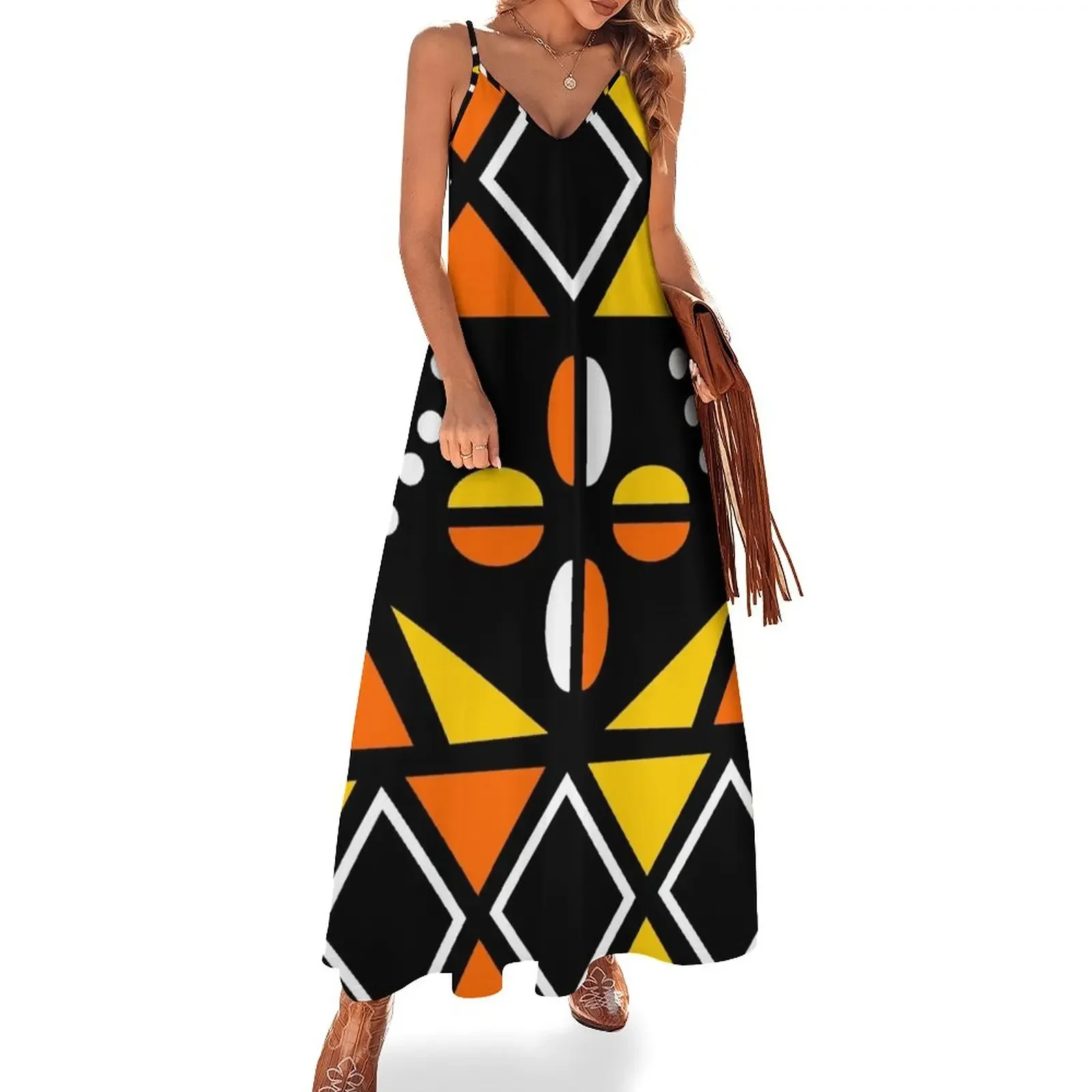 African Geometric Fabric Design Sleeveless Dress Casual dresses luxury ...