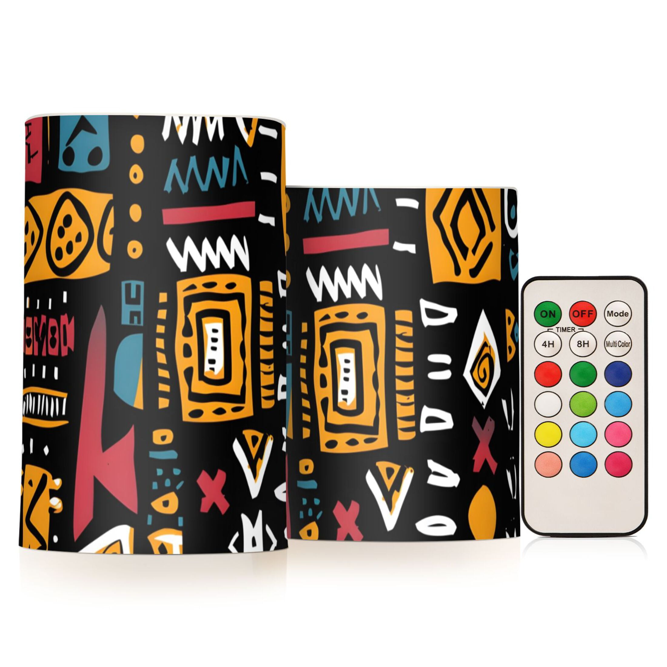 African Geometric Print Flickering Flameless Candles LED Tealight ...