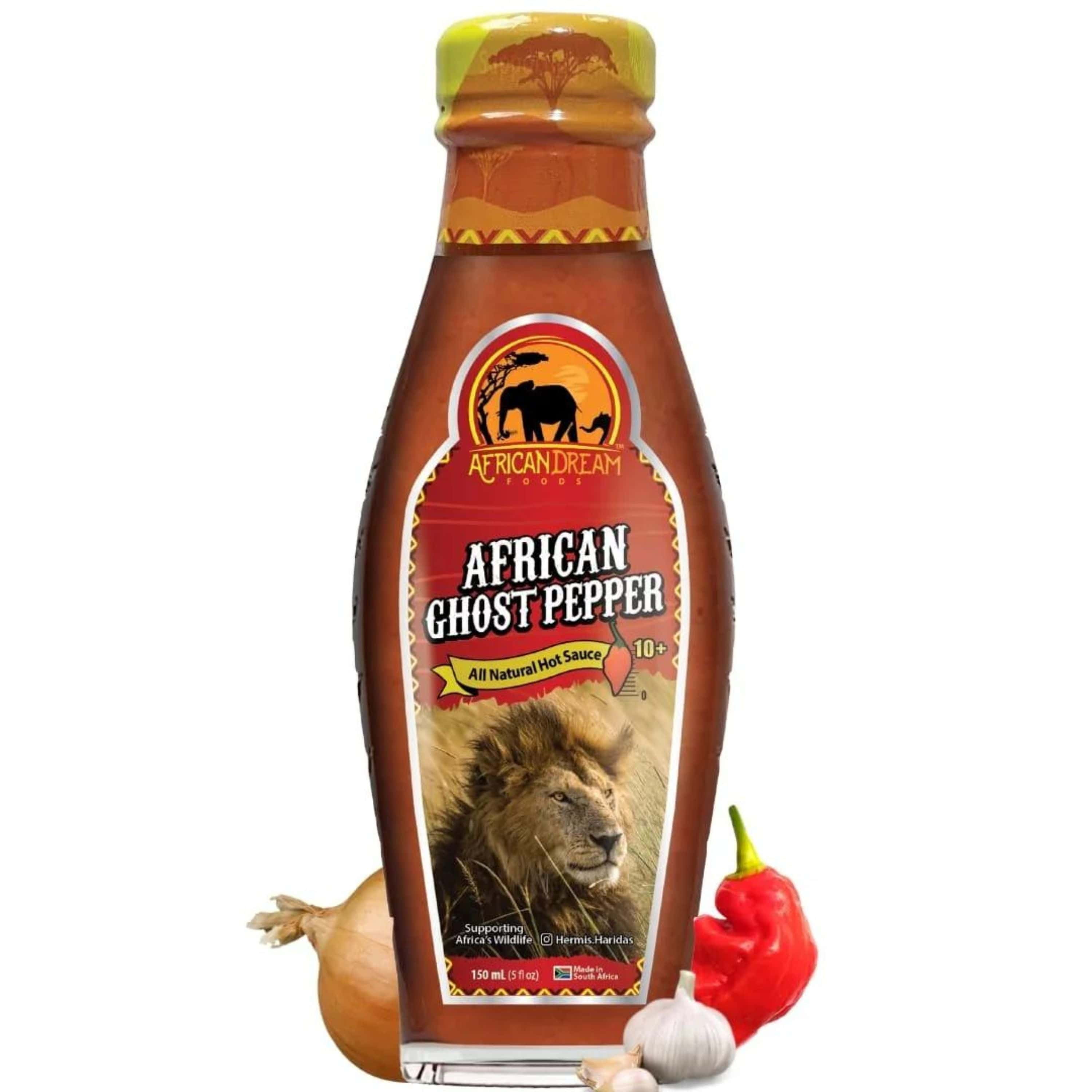 African Dream Foods African Ghost Pepper Hot Sauce, Vegan, Halal, 5 fl ...