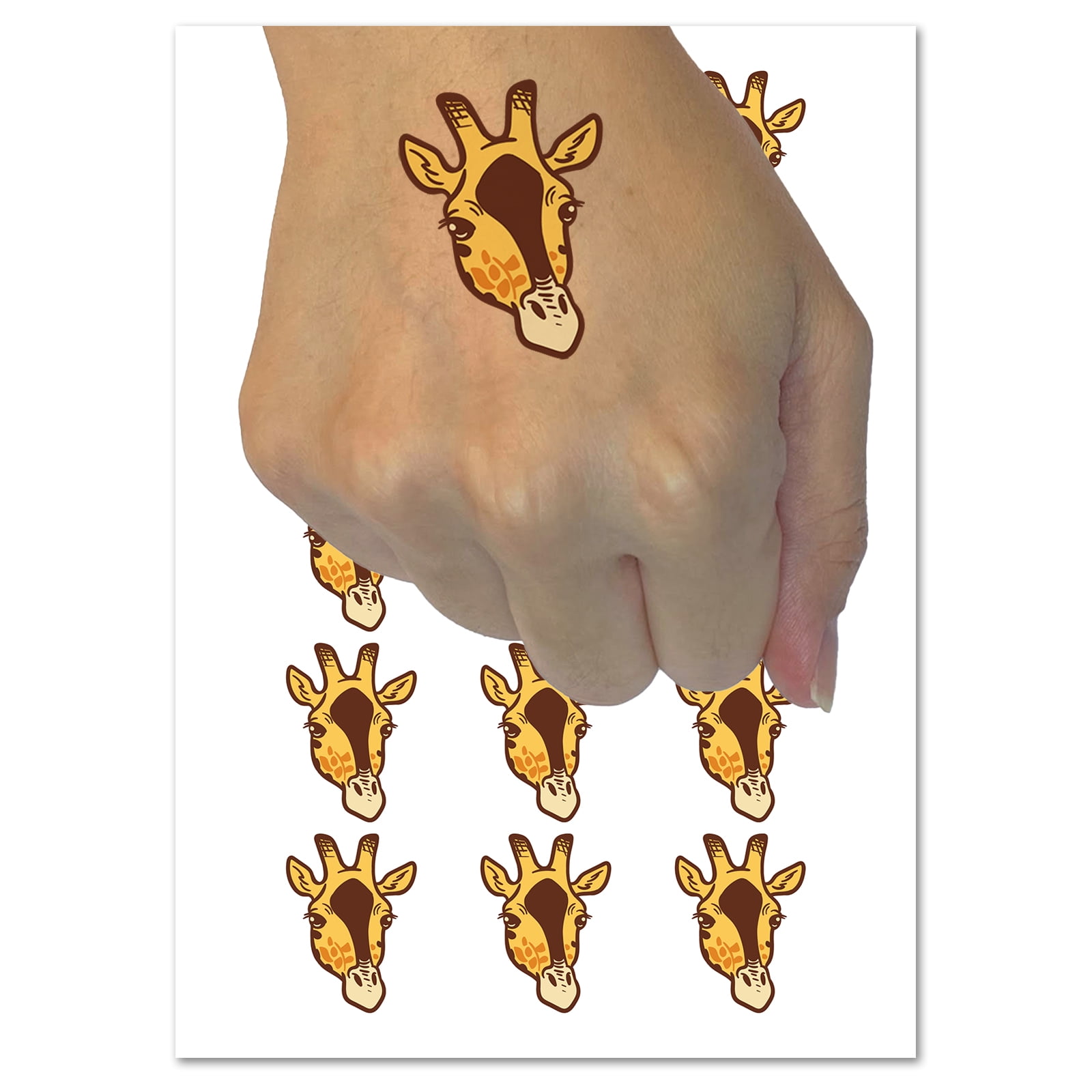 African Giraffe Head Water Resistant Temporary Tattoo Set Fake Body Art ...