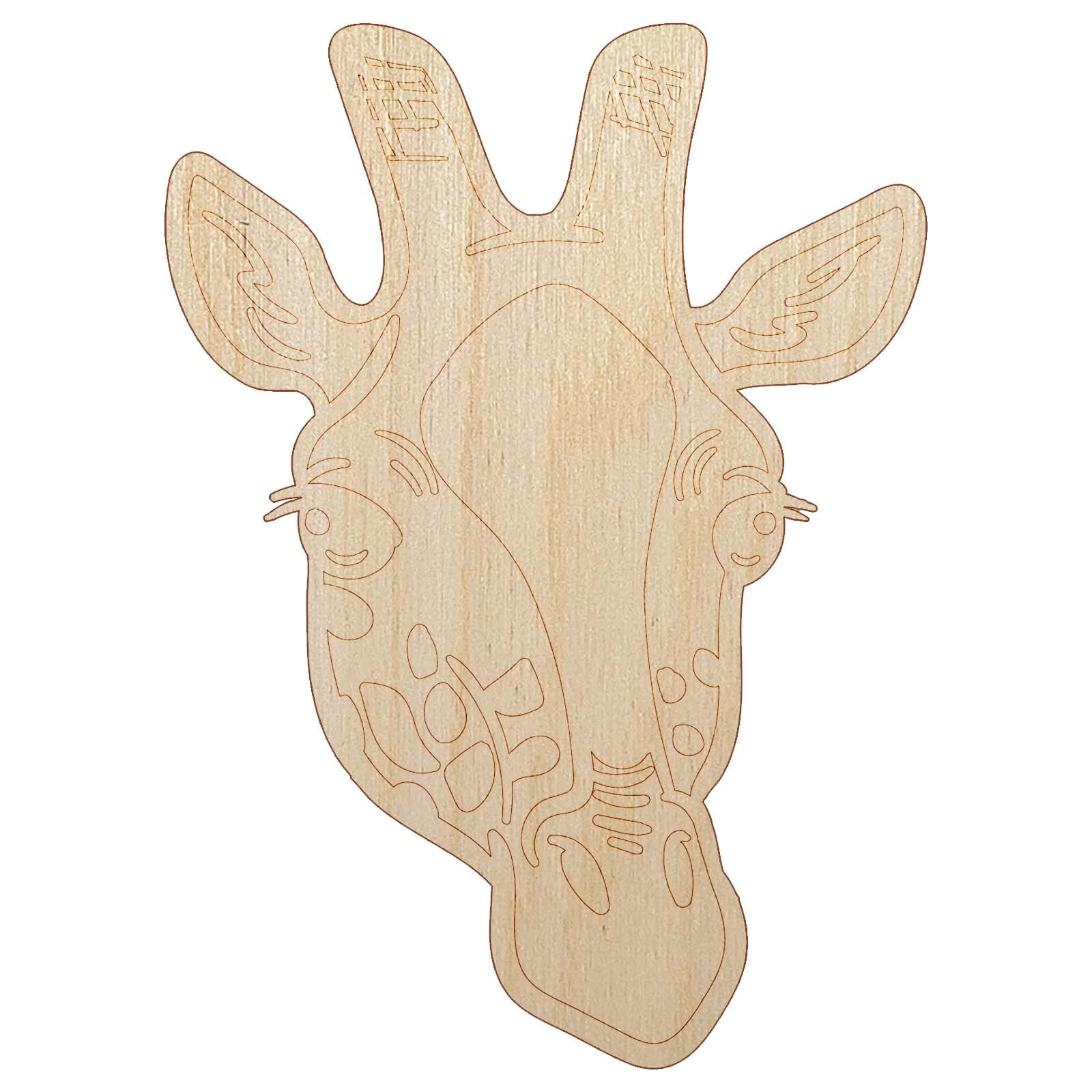 African Giraffe Head Wood Shape Unfinished Piece Cutout Craft DIY ...