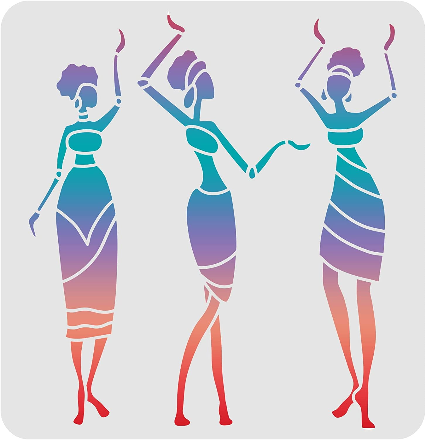 African Girl Drawing Painting Stencils Templates (11.8x11.8inch) Tribal ...