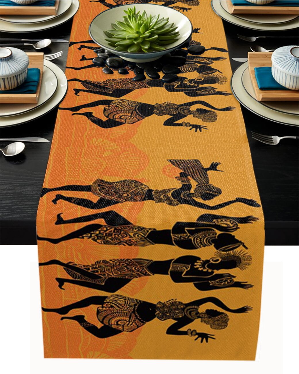 African Girl Linen Table Runner for Dining Table Wedding Decoration ...