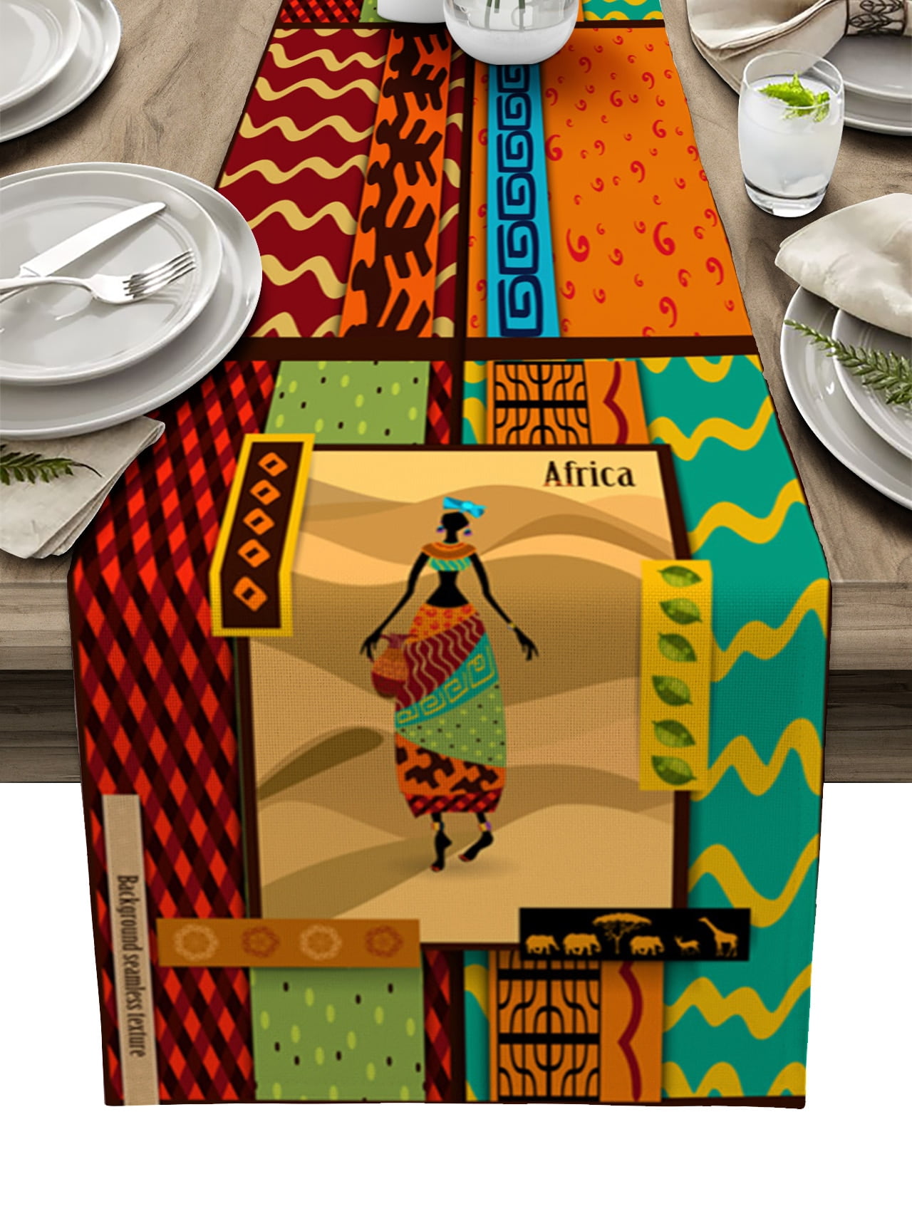 African Girl Linen Table Runner for Dining Table Wedding Decoration ...