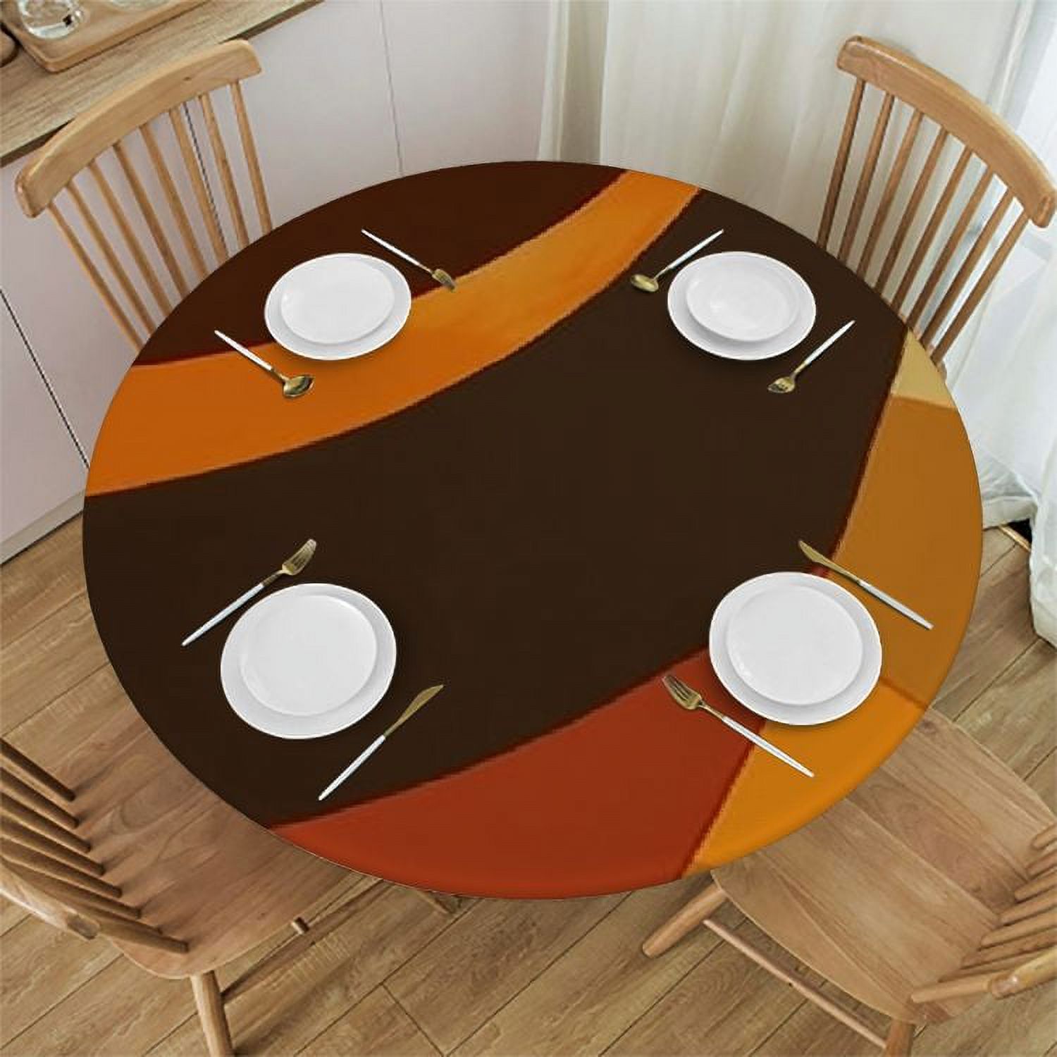 African Girl Round Table Cloth Cover Woman in Profile with Earrings ...