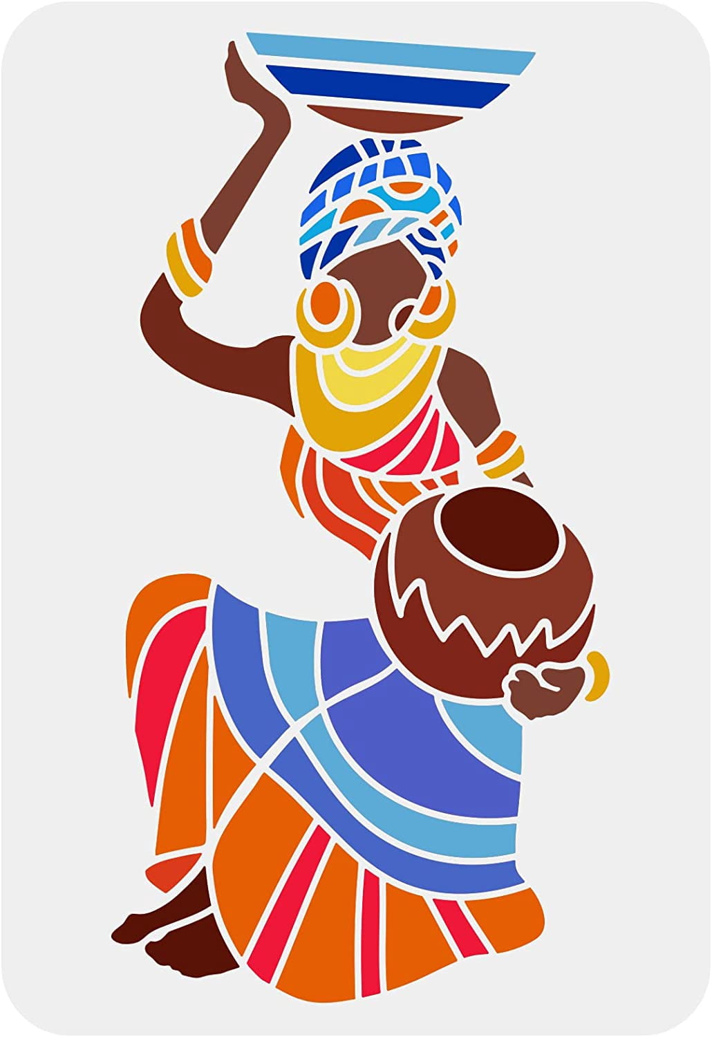 African Girl Stencils 29.7x21cm Lady Silhouette Drawing Stencils ...