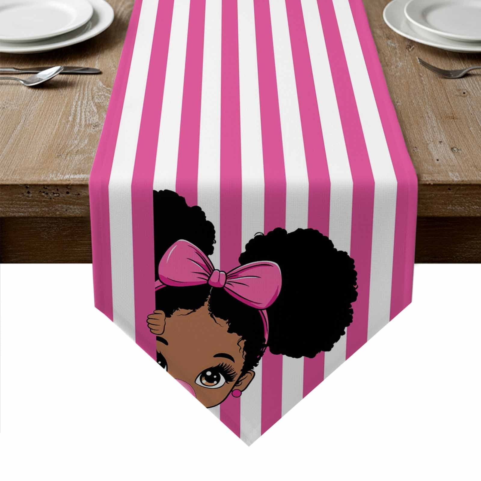 African Girl Table Runner Linen Burlap Table Runner 108 Inches Long ...