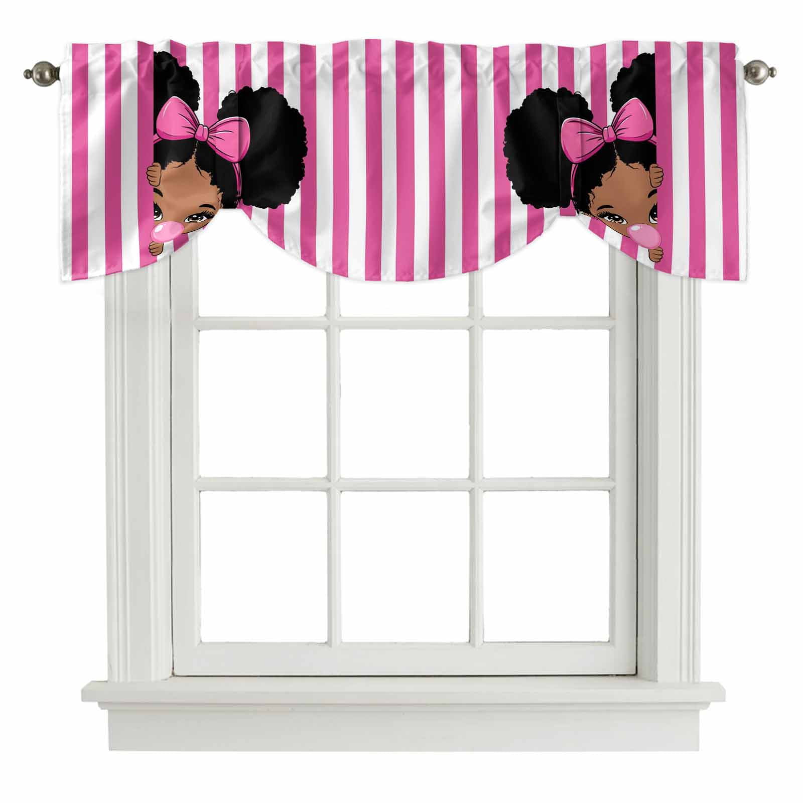 African Girl Tie Up Valance Curtains for Windows, Kitchen Curtains ...