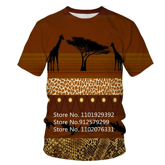 African Grassland Pattern 3D Printed Men's T Shirt O Neck Short Sleeve ...