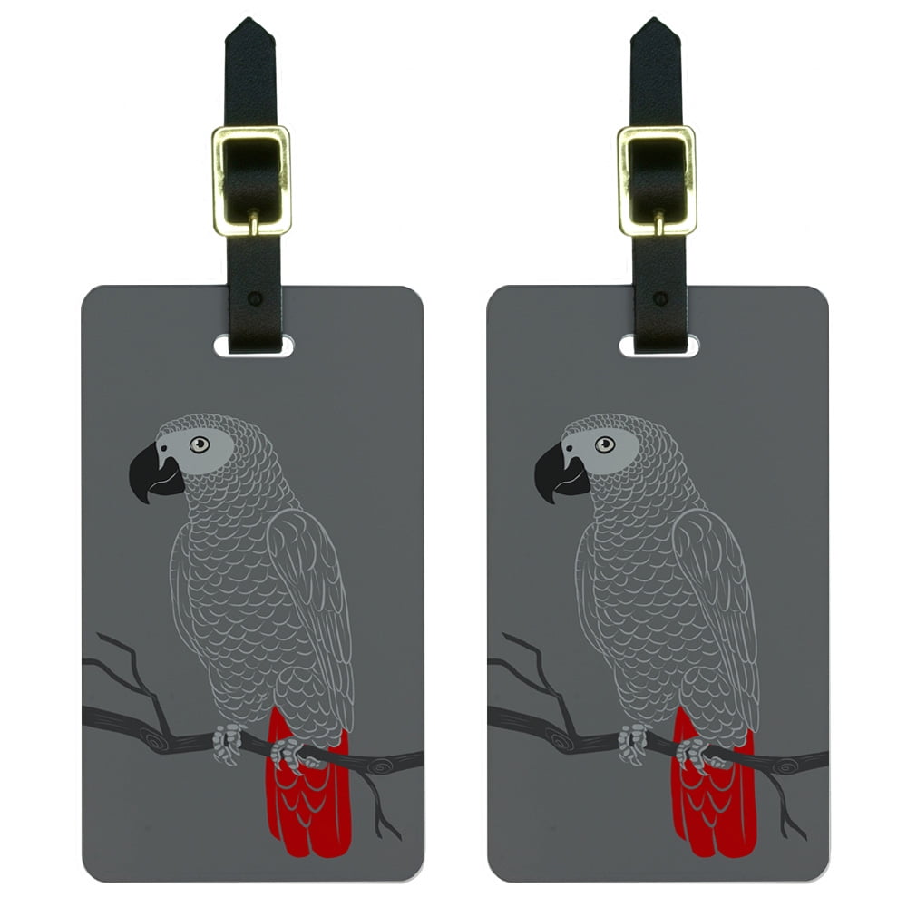 African Gray Parrot Bird Luggage Tags Suitcase Carry-On ID, Set of 2 ...