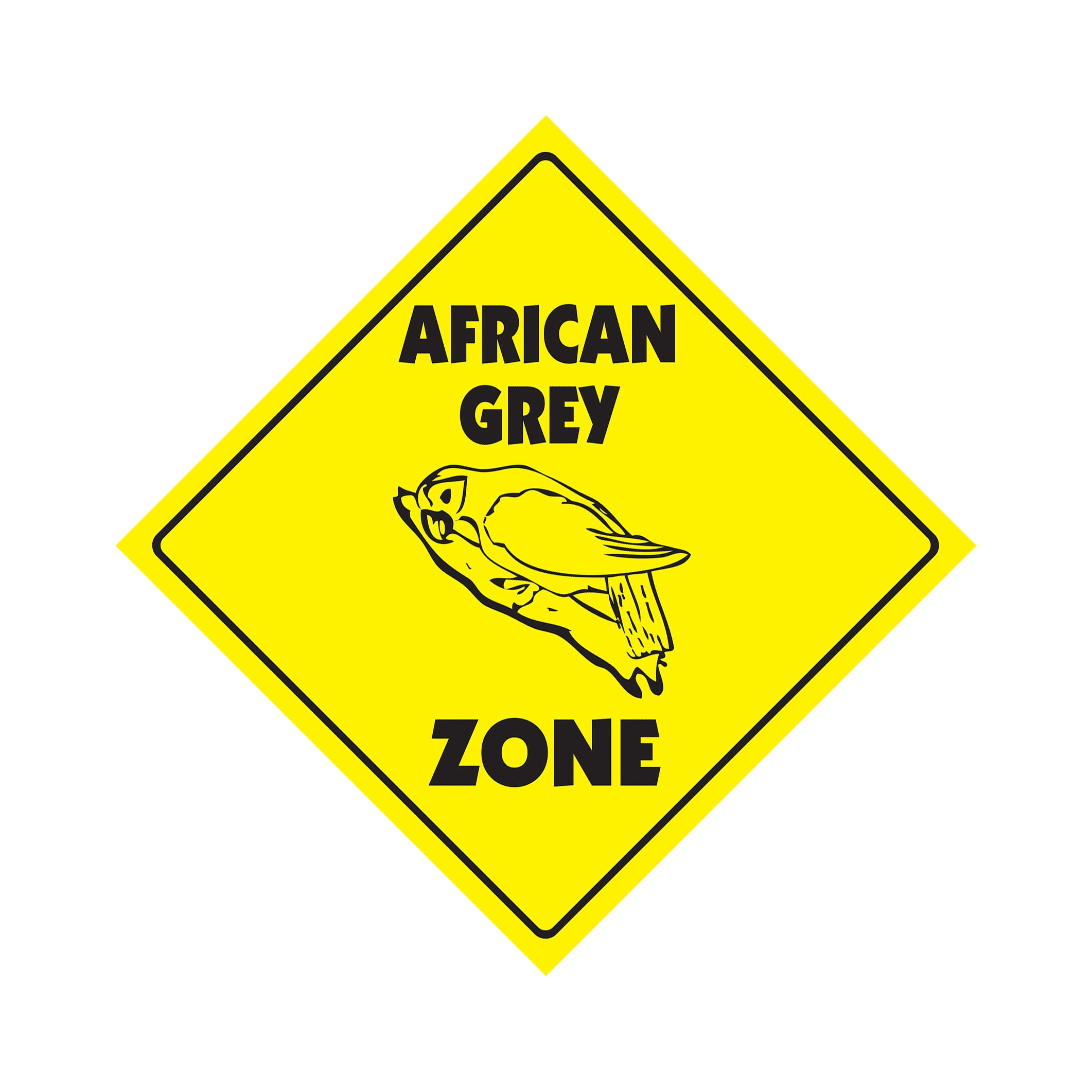 African Grey Crossing Sign Zone Xing | Indoor/Outdoor | 12" Tall bird ...