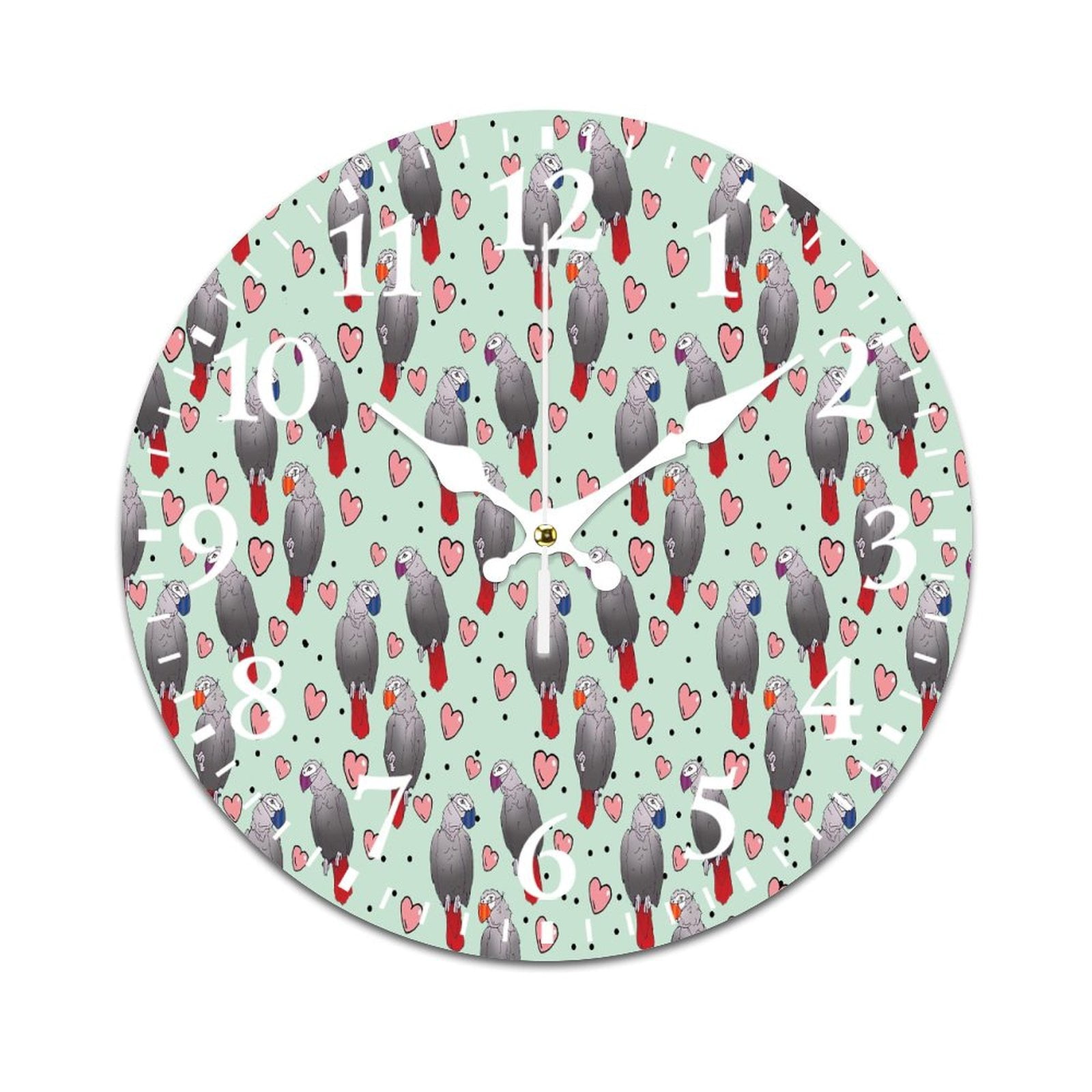 African Grey Parrot Wearing Medical Mask Wall Clock Modern Design ...