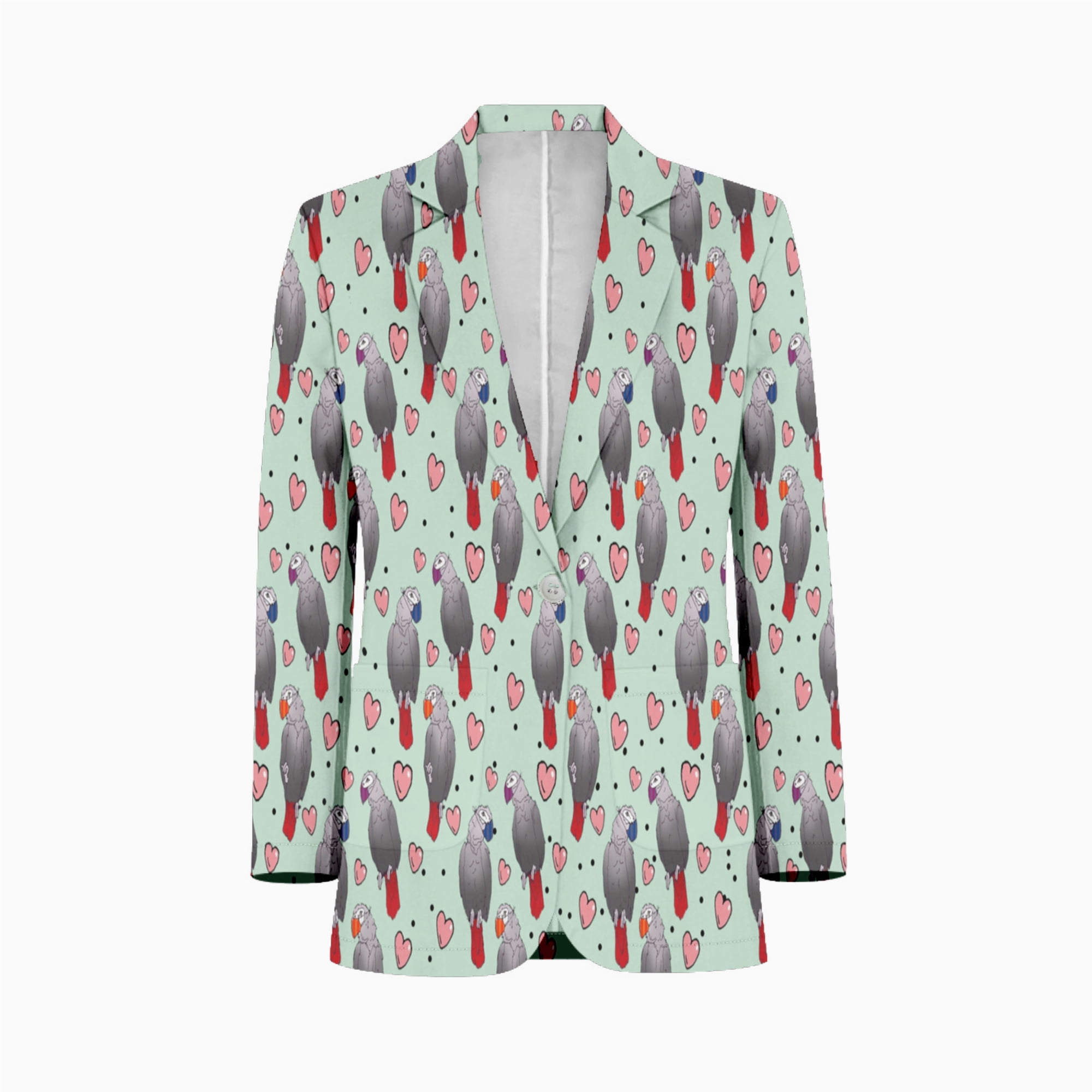 African Grey Parrot wearing medical mask Men's Suit Blazer Casual Party ...