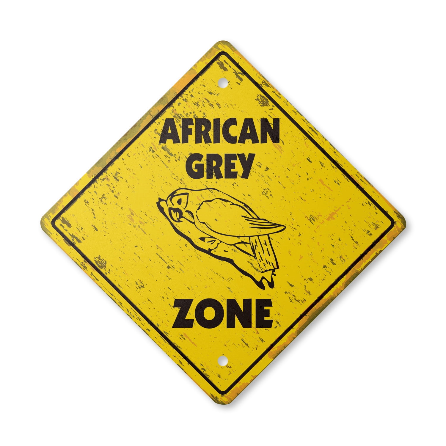 African Grey Vintage Crossing Sign Zone Xing | Indoor/Outdoor Plastic ...