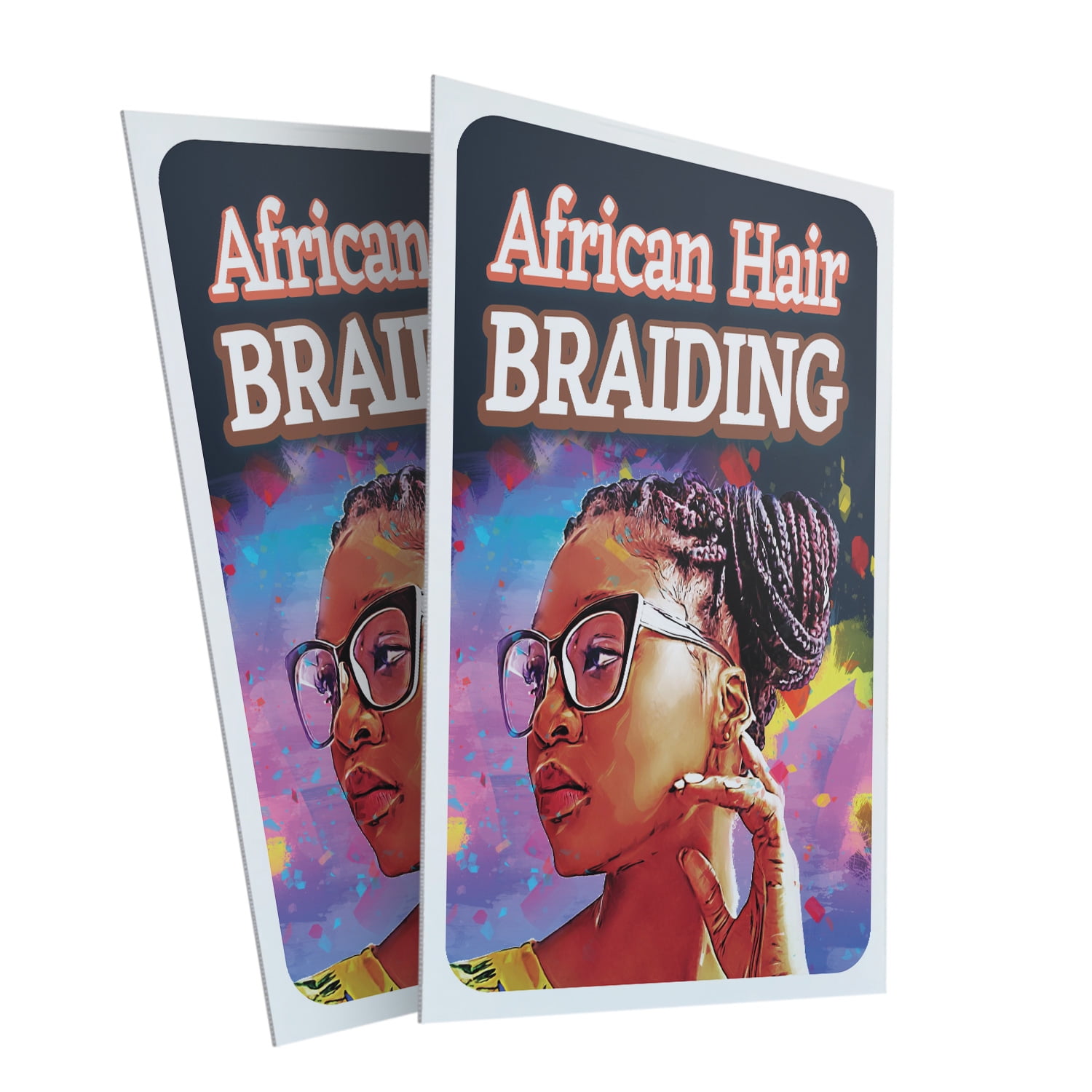 African Hair Braiding (2-PACK) 24" x 36" Plastic Signs | Sign Insert ...