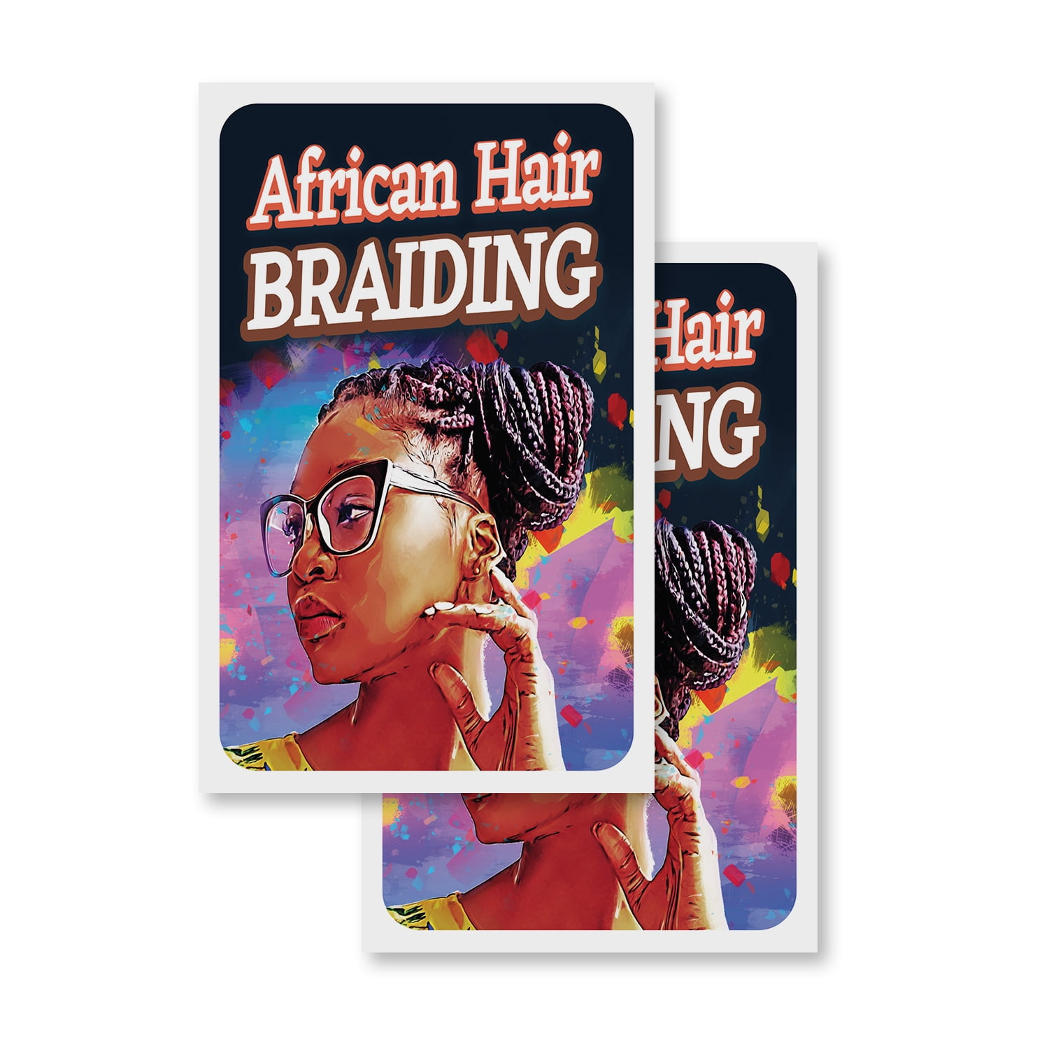 African Hair Braiding (2-PACK) 24" x 36" Vinyl Decals | Sign Insert ...