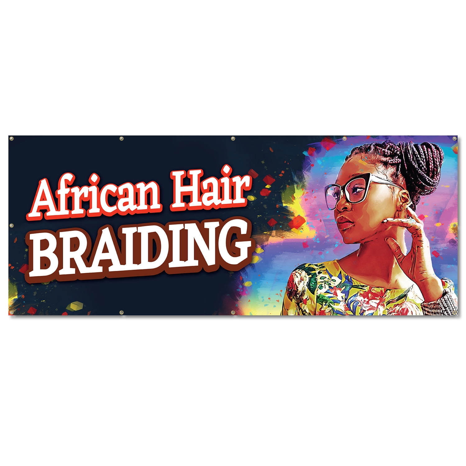 African Hair Braiding | 48" X 120" Banner | Outdoor Vinyl Sign With ...