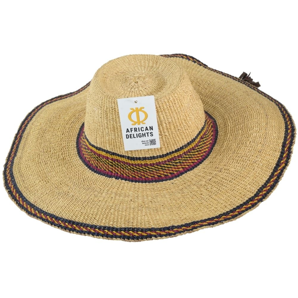 African Delights Adult Size Adjustable African Straw Sun Hat - Walmart.com
