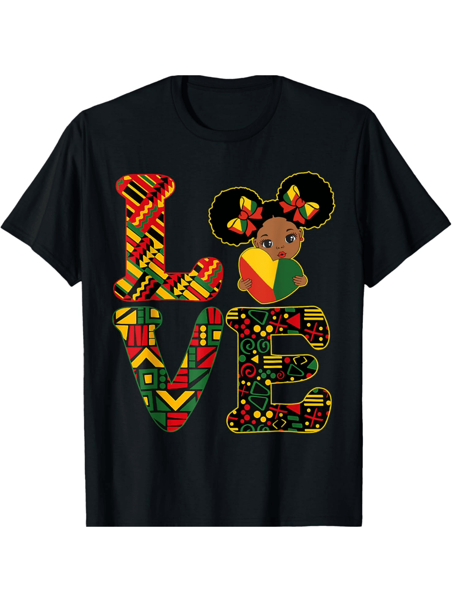 African Heritage Love T-Shirt Pan-African Pattern Melanin Afro Puffs ...