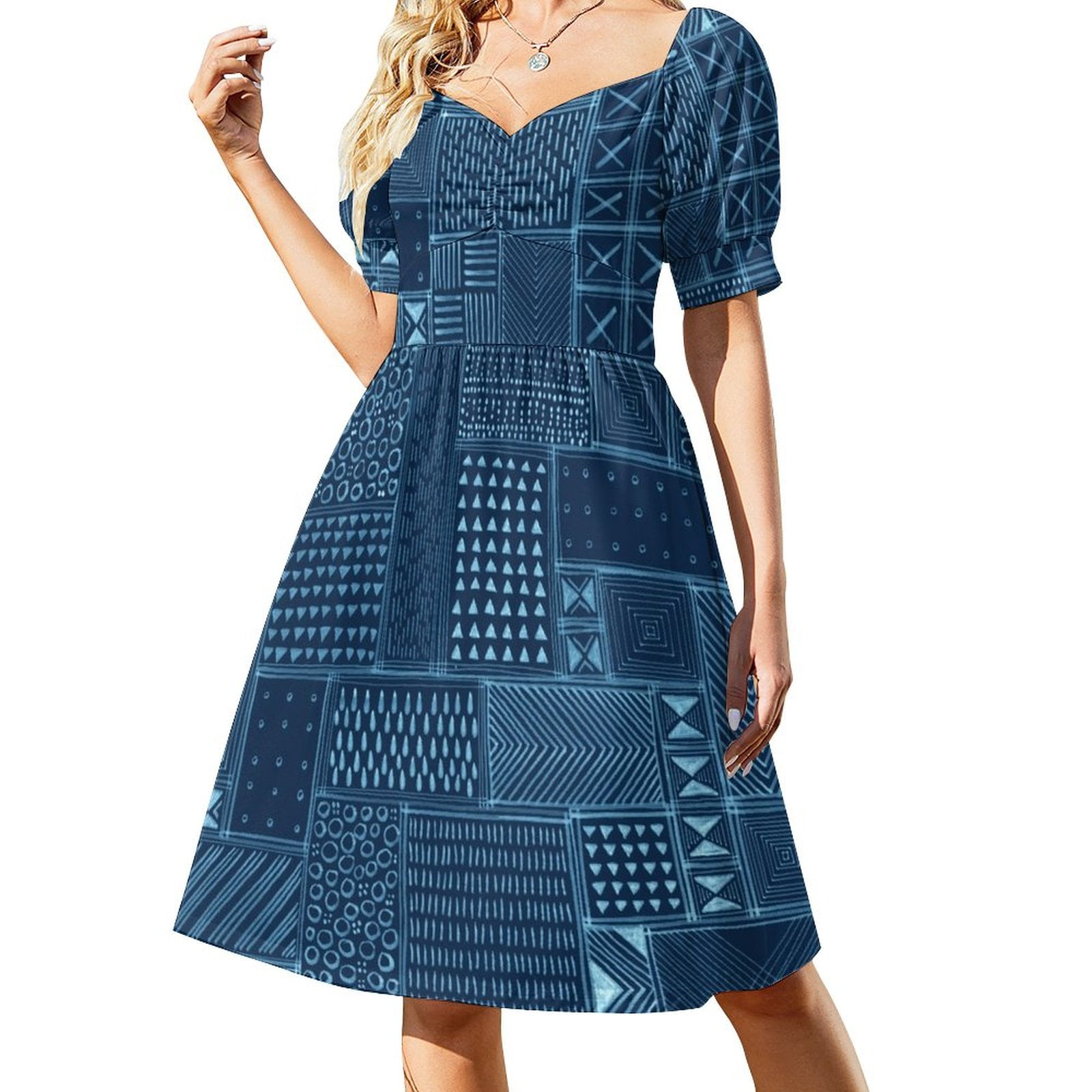 African Indigo Tribal Mud Cloth Dress dresses summer woman 2024 womens dress - Walmart.com