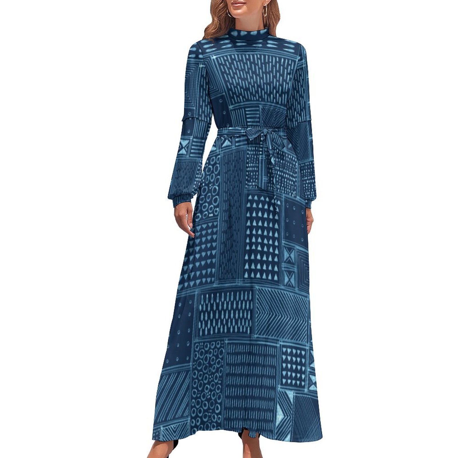African Indigo Tribal Mud Cloth Long Dress Summer skirt elegant dresses ...